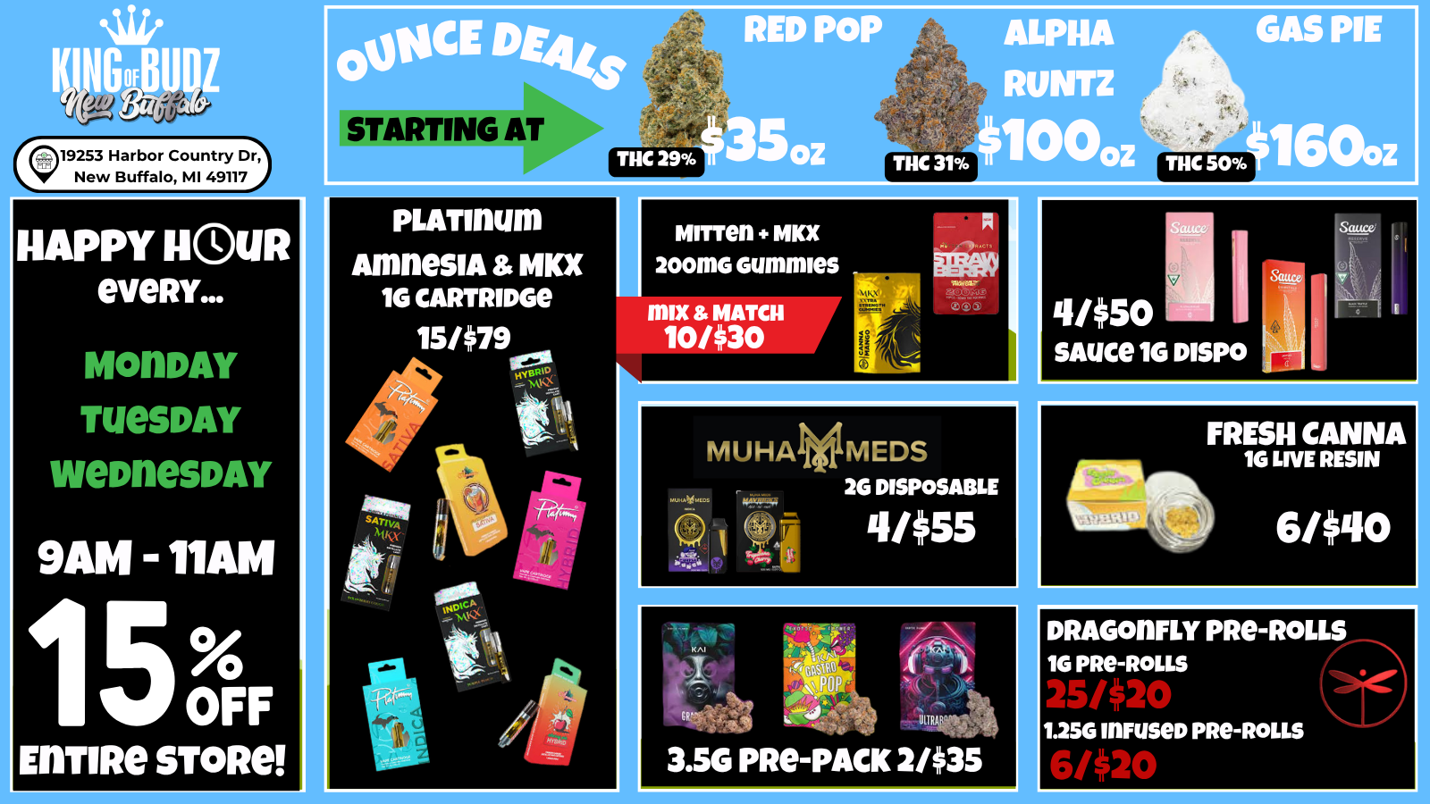 King of Budz - New Buffalo | Dispensary Menu, Reviews & Photos