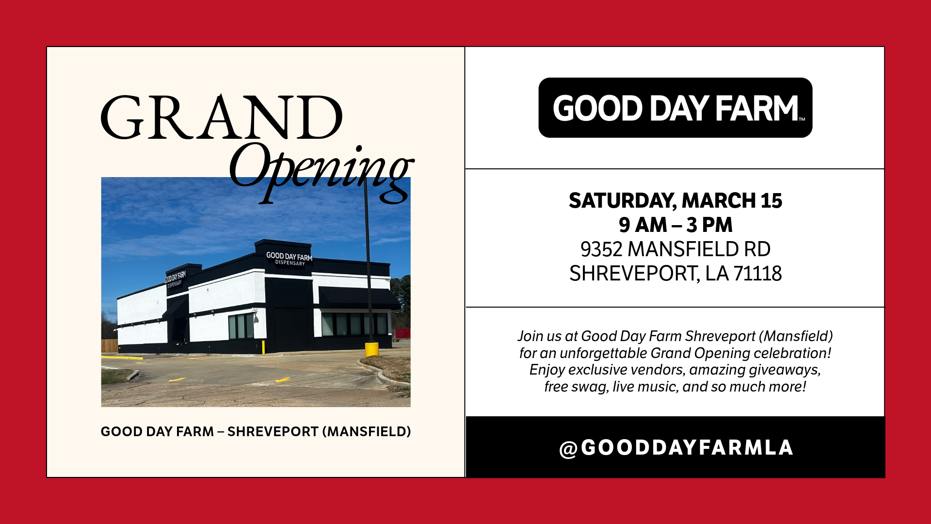 GOOD DAY FARM - Shreveport (Mansfield) (Now Open!) | Dispensary Menu ...