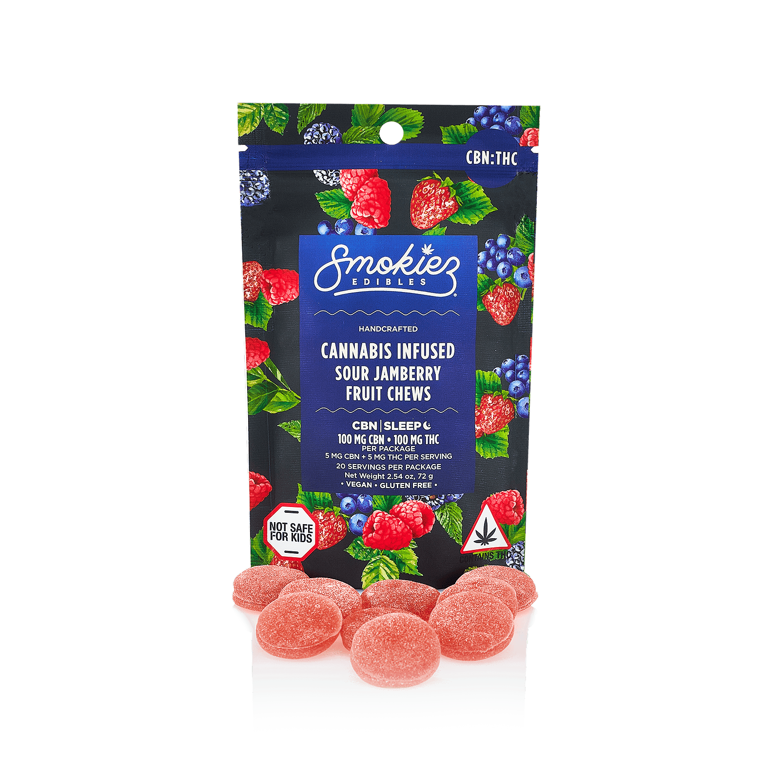 Smokiez Edibles: Smokiez Sour Jamberry 100mg CBN : 100mg THC 1:1 Fruit ...