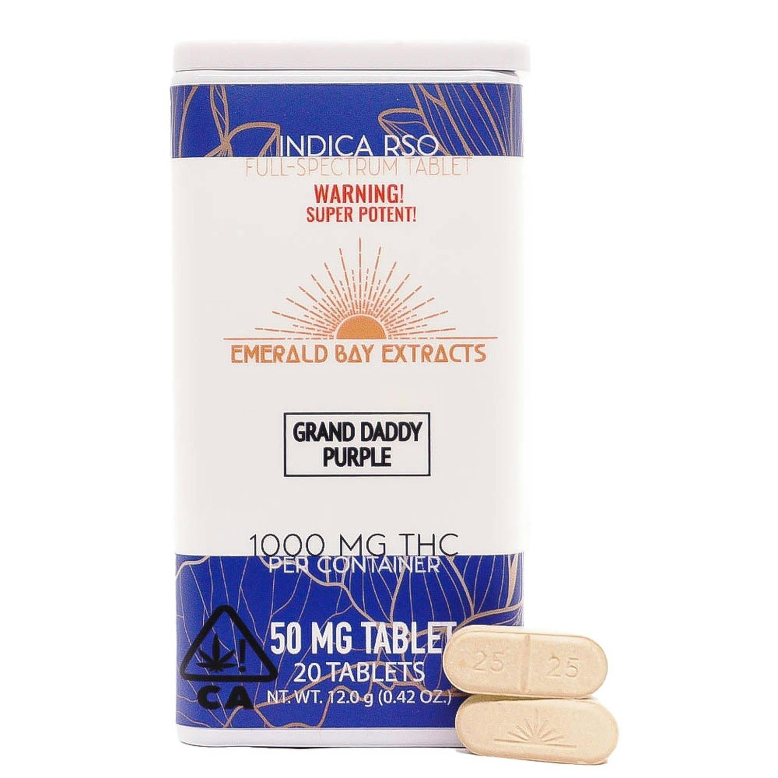 Emerald Bay Extracts: Grand Daddy Purple RSO Tablet [50mg] (1000mg ...