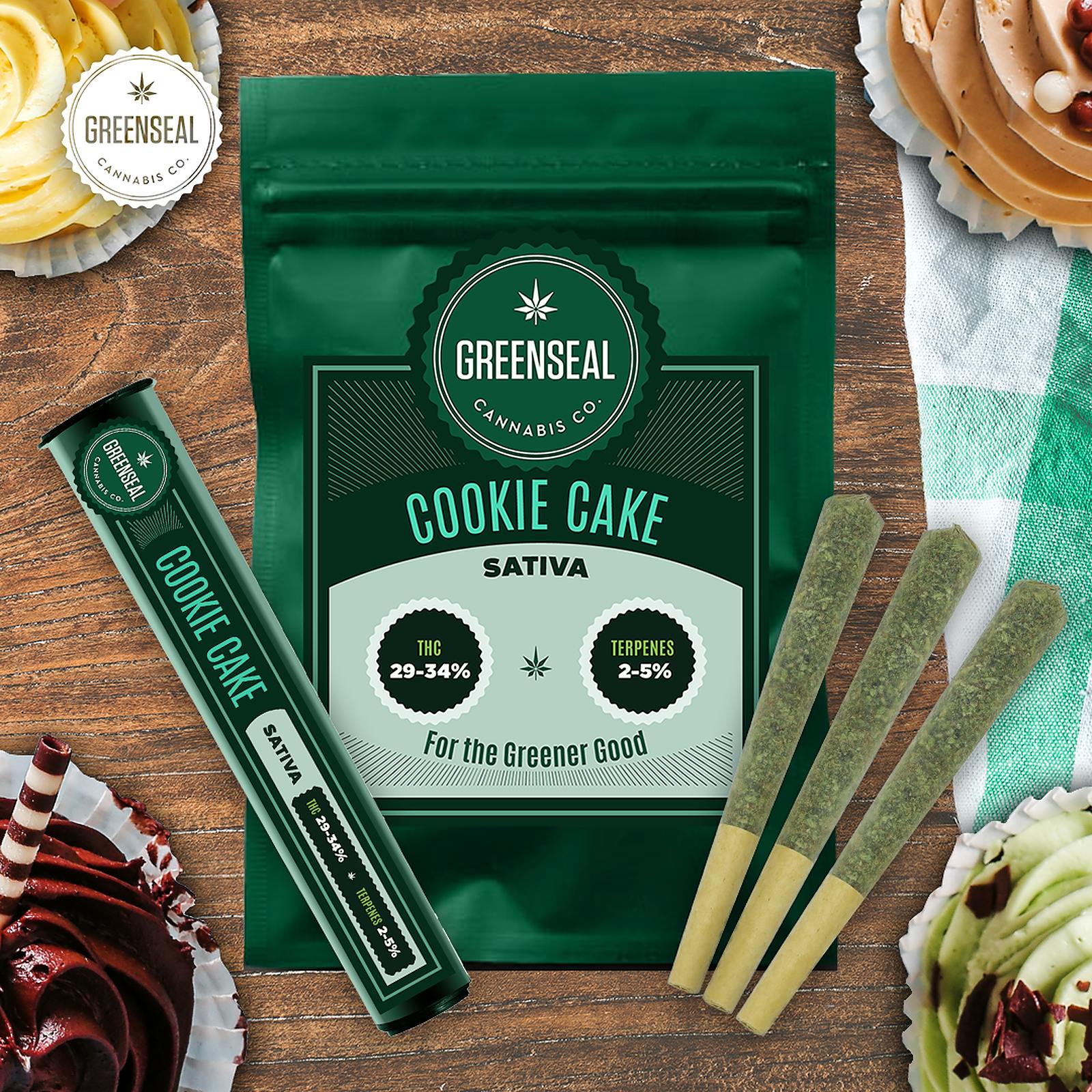 GreenSeal Cannabis Co.: Cookie Cake - 10x0.35g Pre-Rolls - Alberta | Leafly