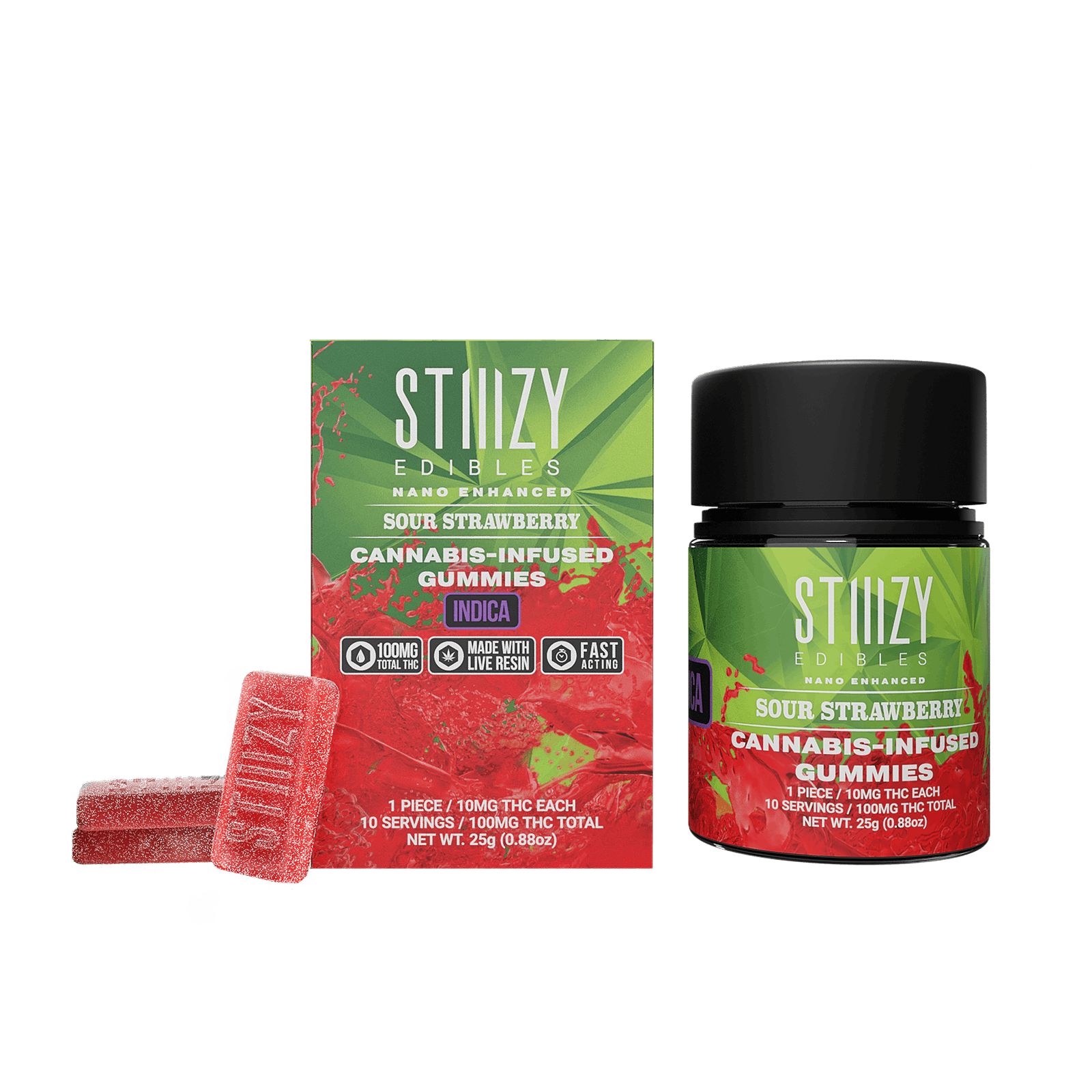 STIIIZY: SOUR STRAWBERRY STIIIZY EDIBLES - 100MG GUMMIES | Leafly
