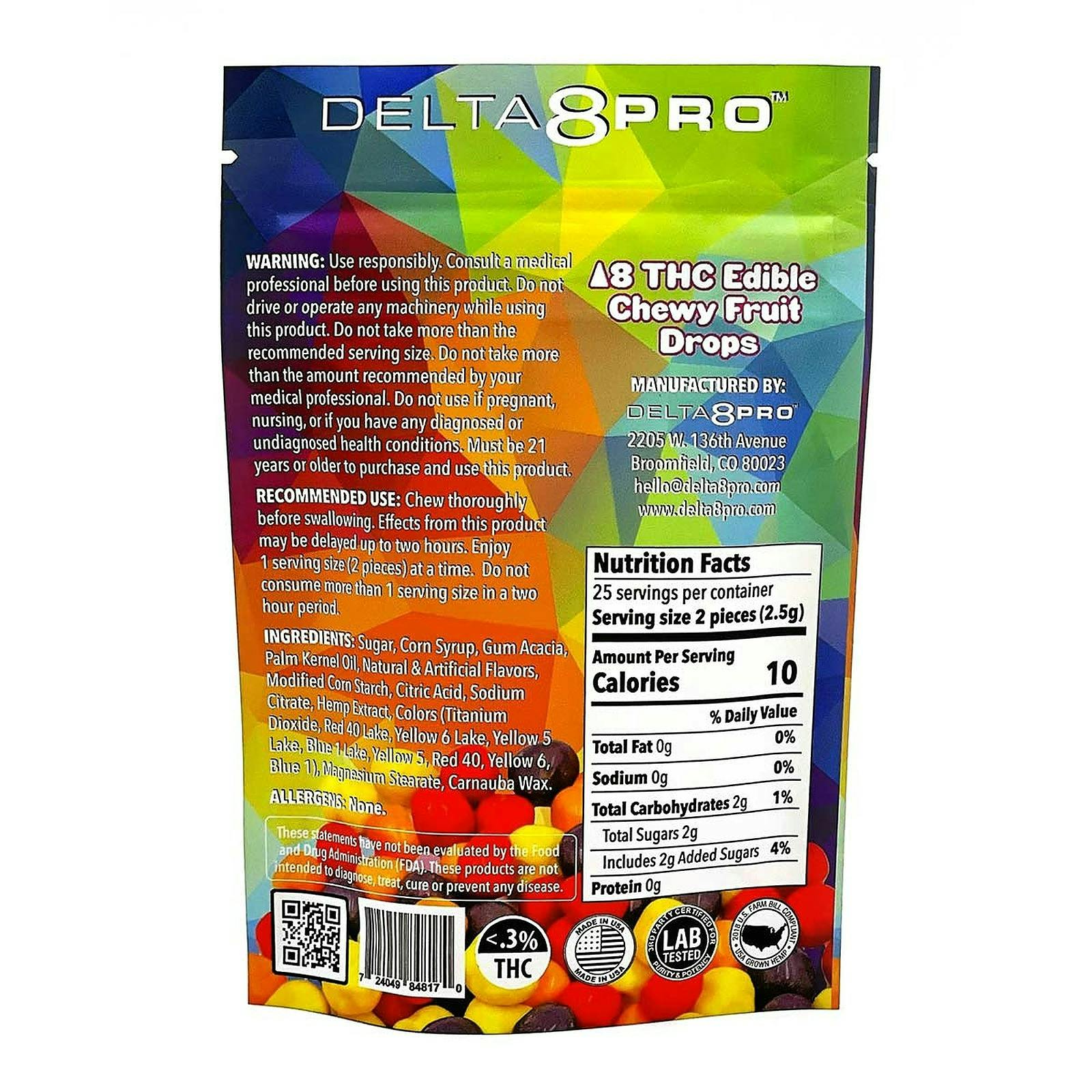 Delta 8 Pro: 5mg Delta-8 Chewy Fruit Drops - 50ct | Leafly