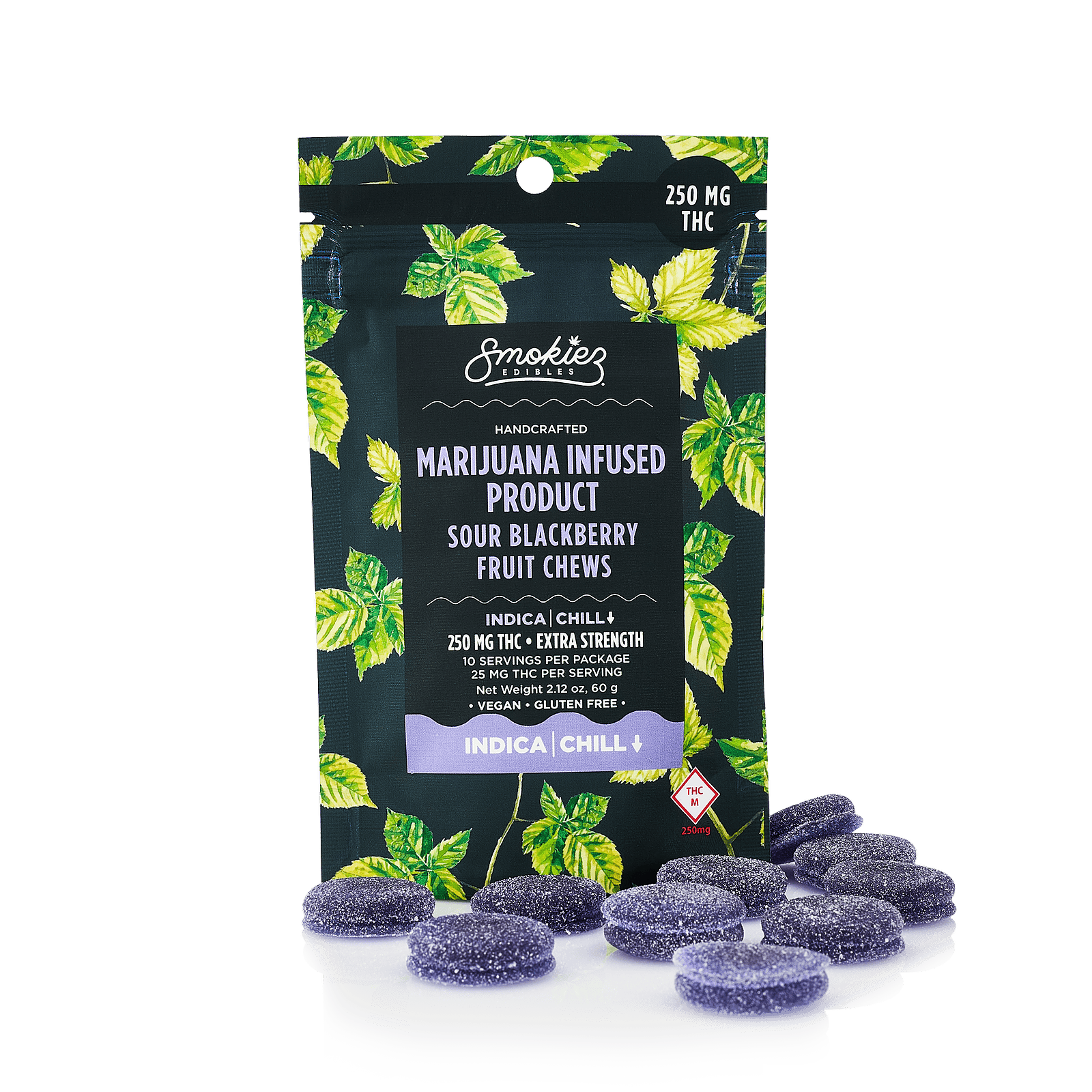 Smokiez Edibles: Smokiez INDICA Sour Blackberry Fruit Chews - 250mg ...