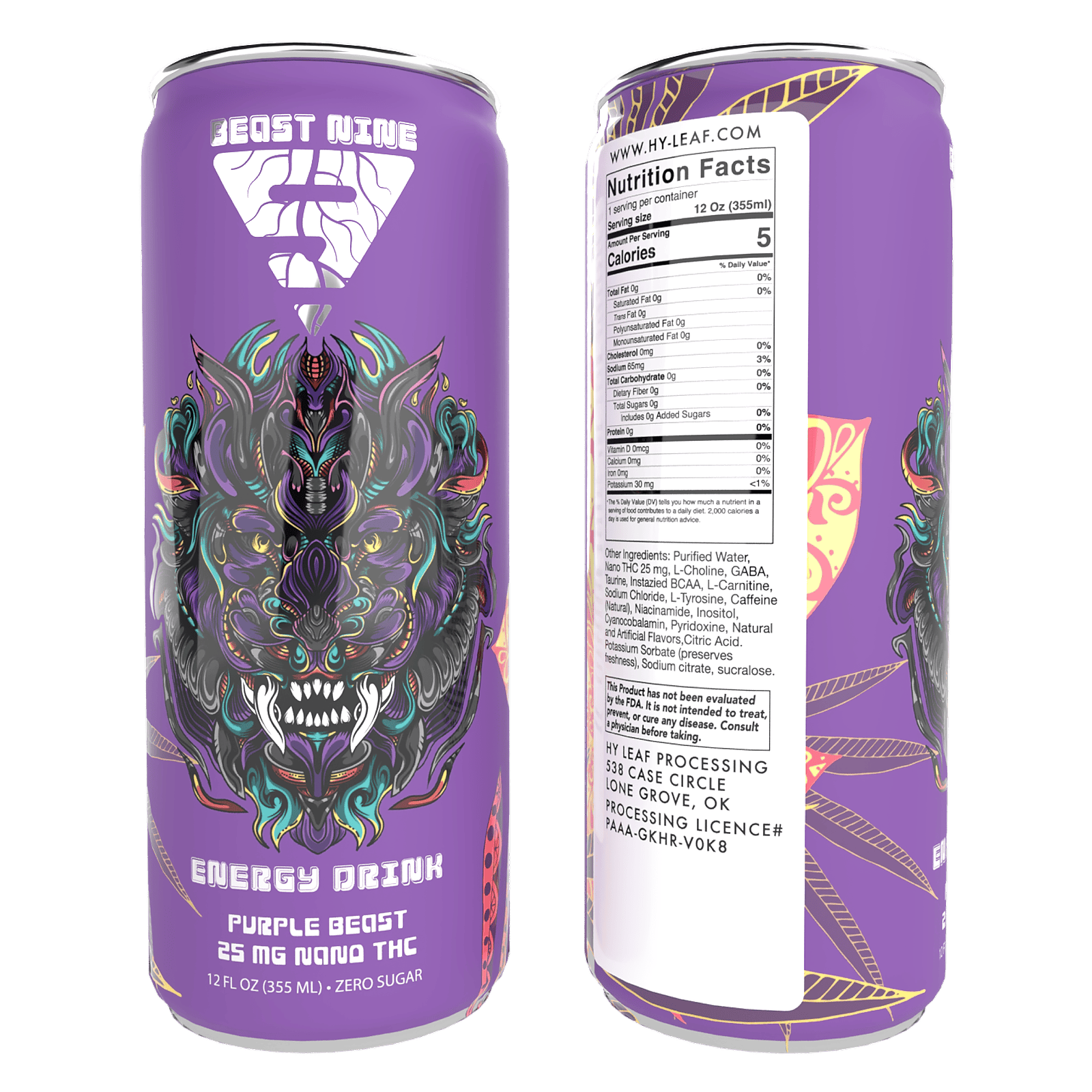 Hy Leaf: Beast Nine Energy Drink 25 mg (Purple Beast) | Leafly