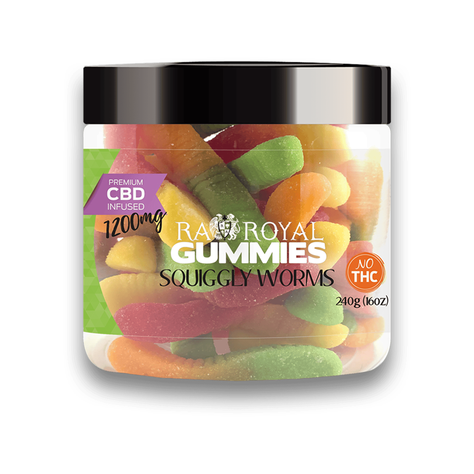 RA Royal: R.A. Royal Gummies: CBD Squiggly Worms Gummy Jar (1200 MG ...