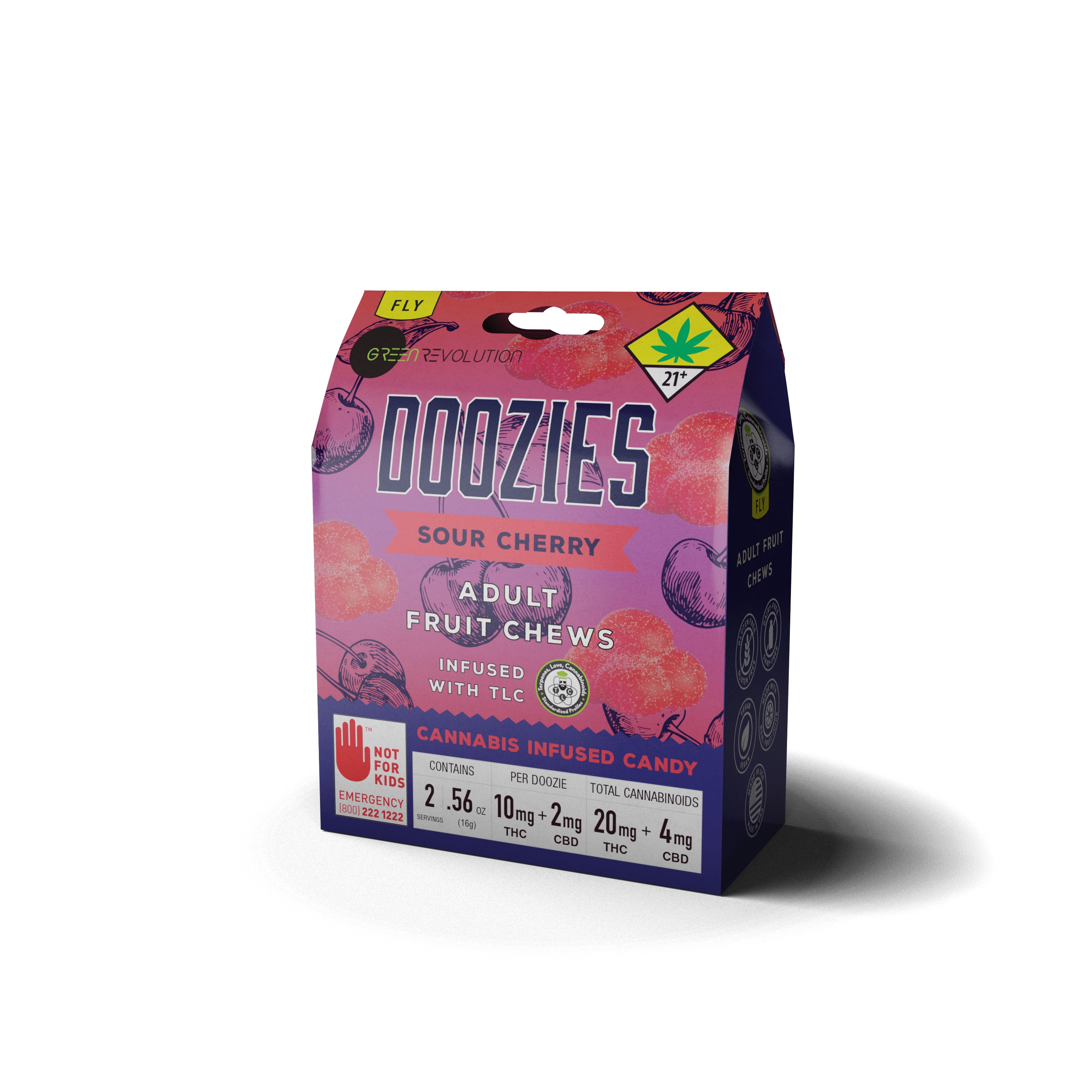 Green Revolution: Sour Cherry (Fly) Doozies 24mg 2-pack | Leafly