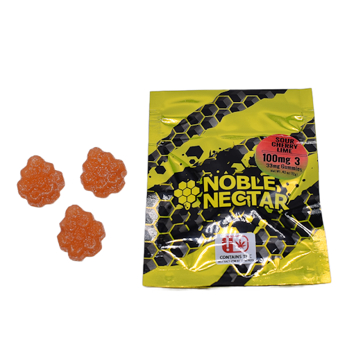 Noble Nectar: LIVE RESIN Sour Cherry Limeade 100mg Gummies (3 of 33mg ...