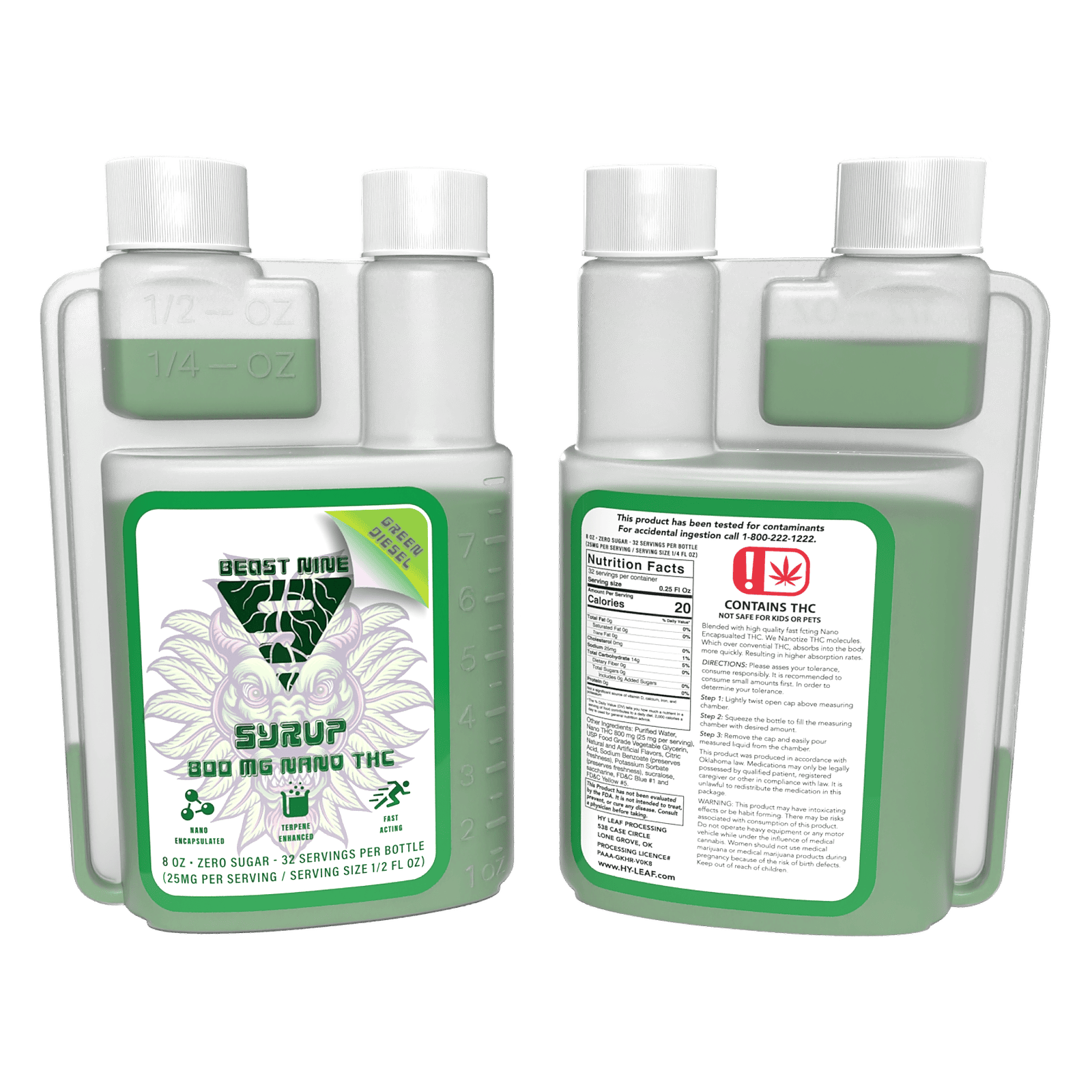 Hy Leaf: Beast Syrup 800mg Nano THC (Green Diesel) | Leafly