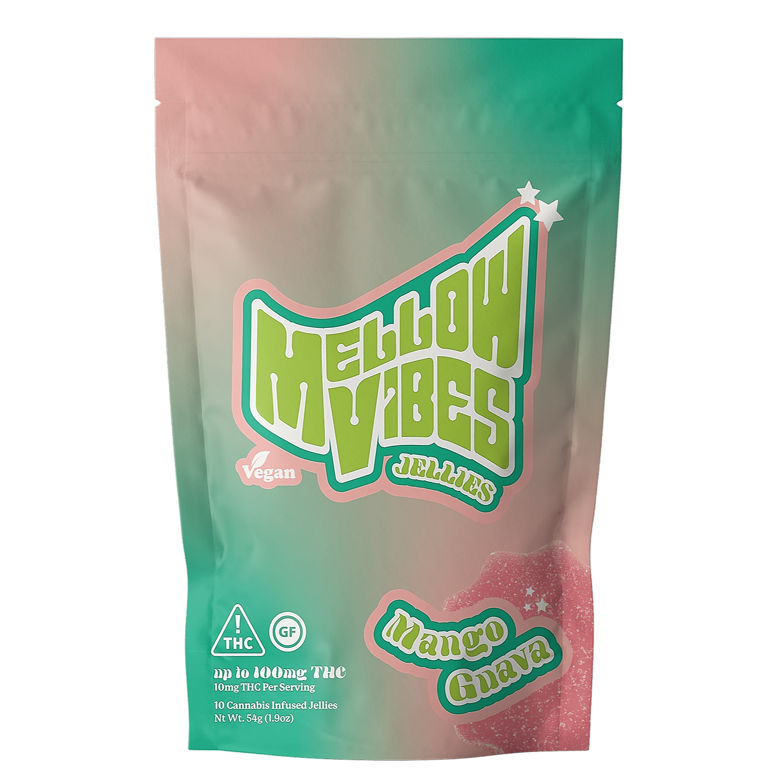 Mellow Vibes: Mellow Vibes Jellies THC 10 Pack Mango Guava | Leafly