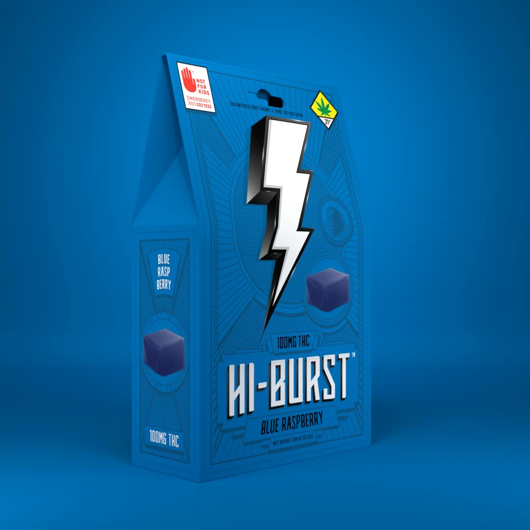 Hi-Burst: Blue Raspberry Fruit Chews 100mg 10-pack | Leafly