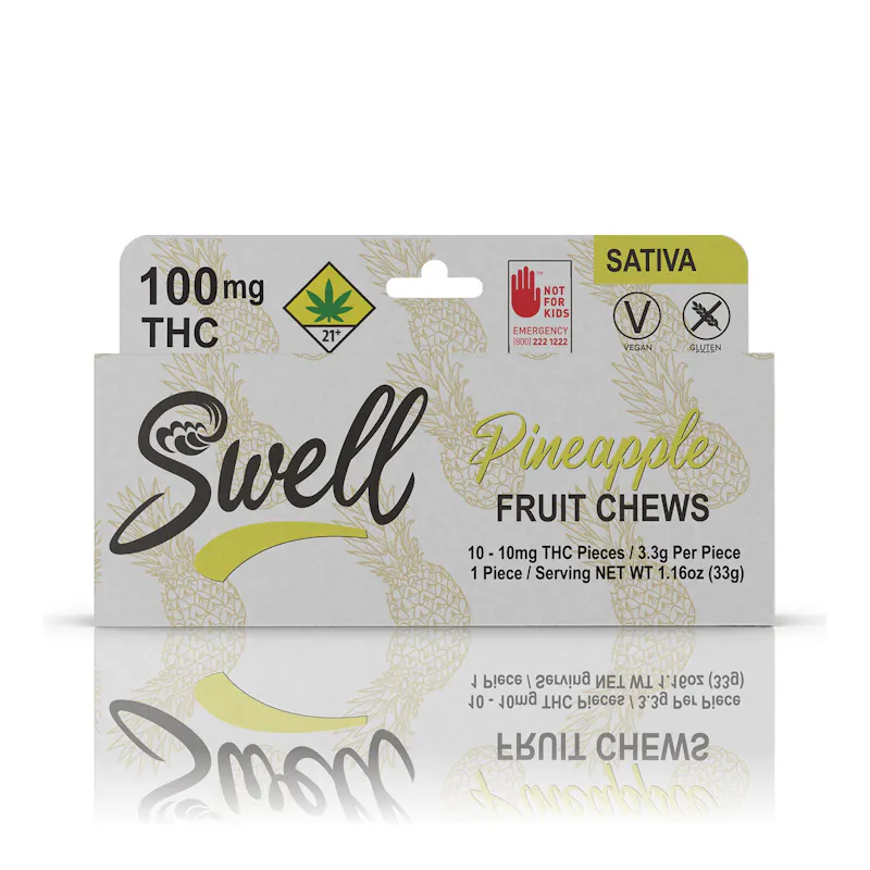 Swell Cannabis: Sativa Pineapple Fruit Chews 100mg 10-pack | Leafly