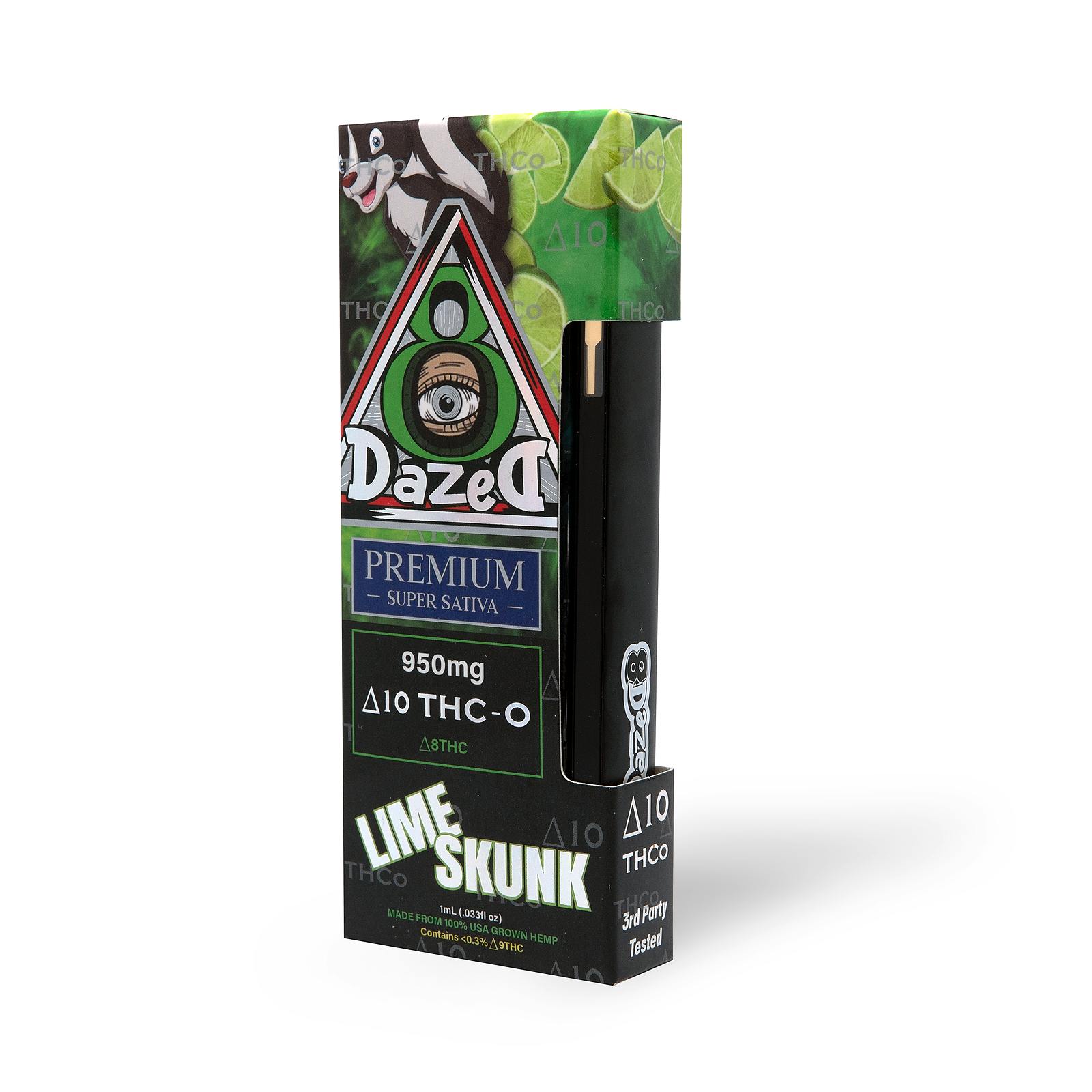 DazeD8: Lime Skunk Delta 8/10 THC-O Disposable Vape — 1 Gram | Leafly