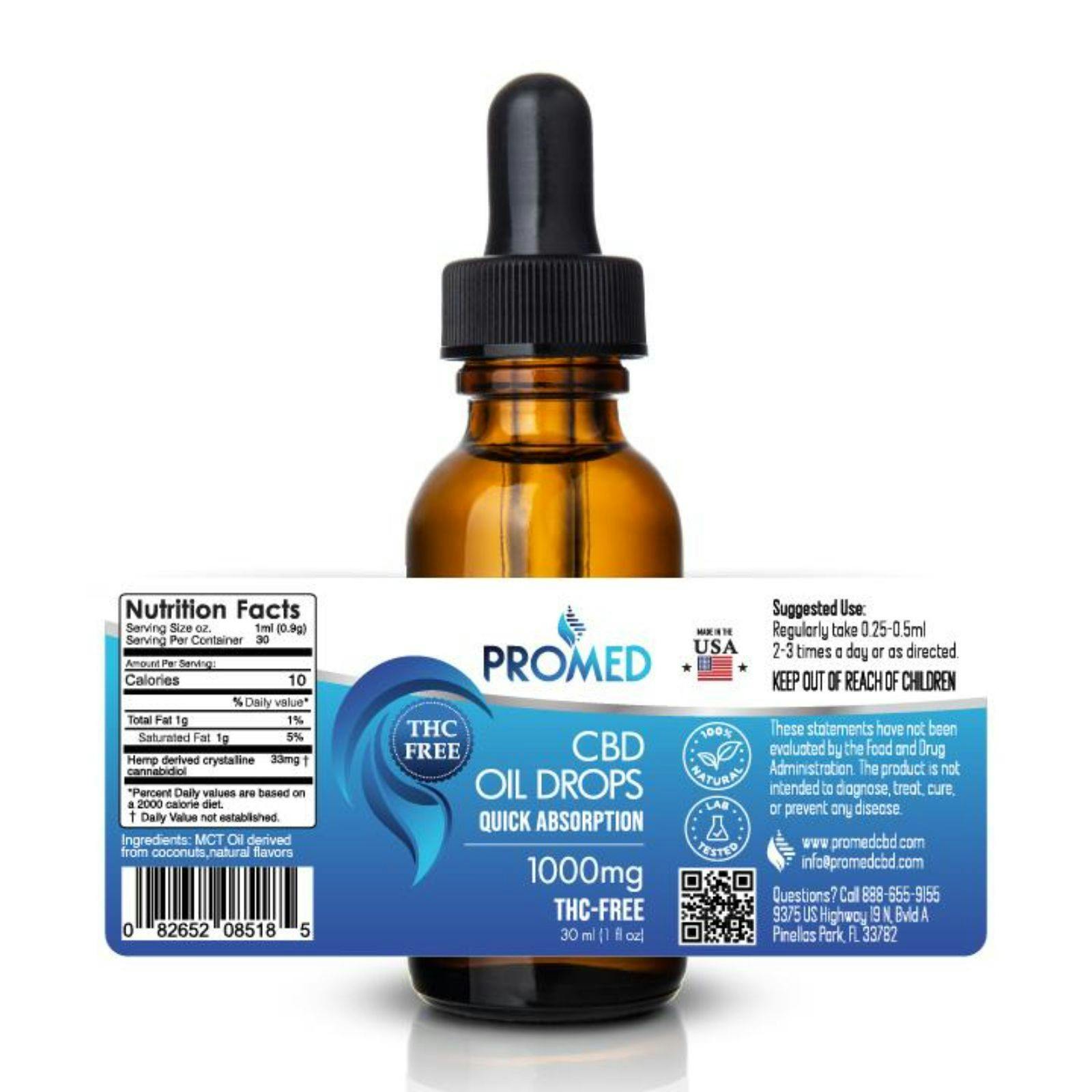 ProMED CBD: CBD ISOLATE OIL DROPS 1000MG | Leafly