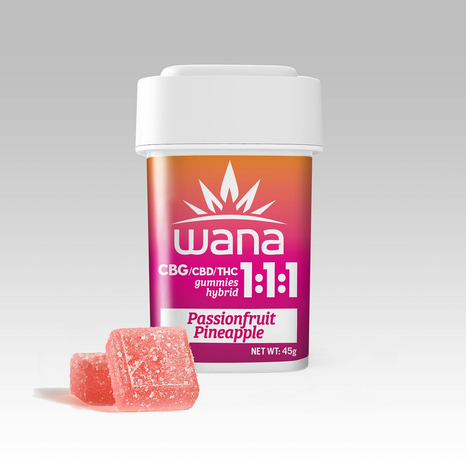 Wana Brands: 1:1:1 CBG/CBD/THC Passionfruit Pineapple Sour Gummies ...