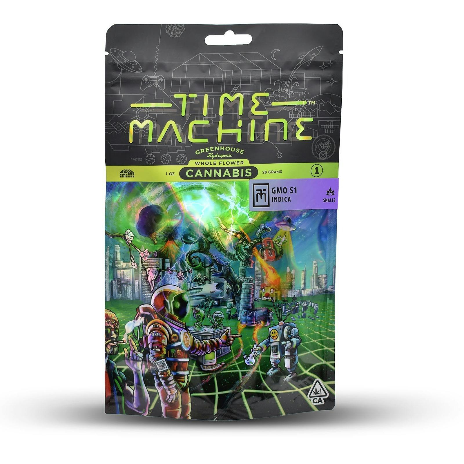 Time Machine: Time Machine Flower 28g/1oz Pouch Indica GMO S1 | Leafly