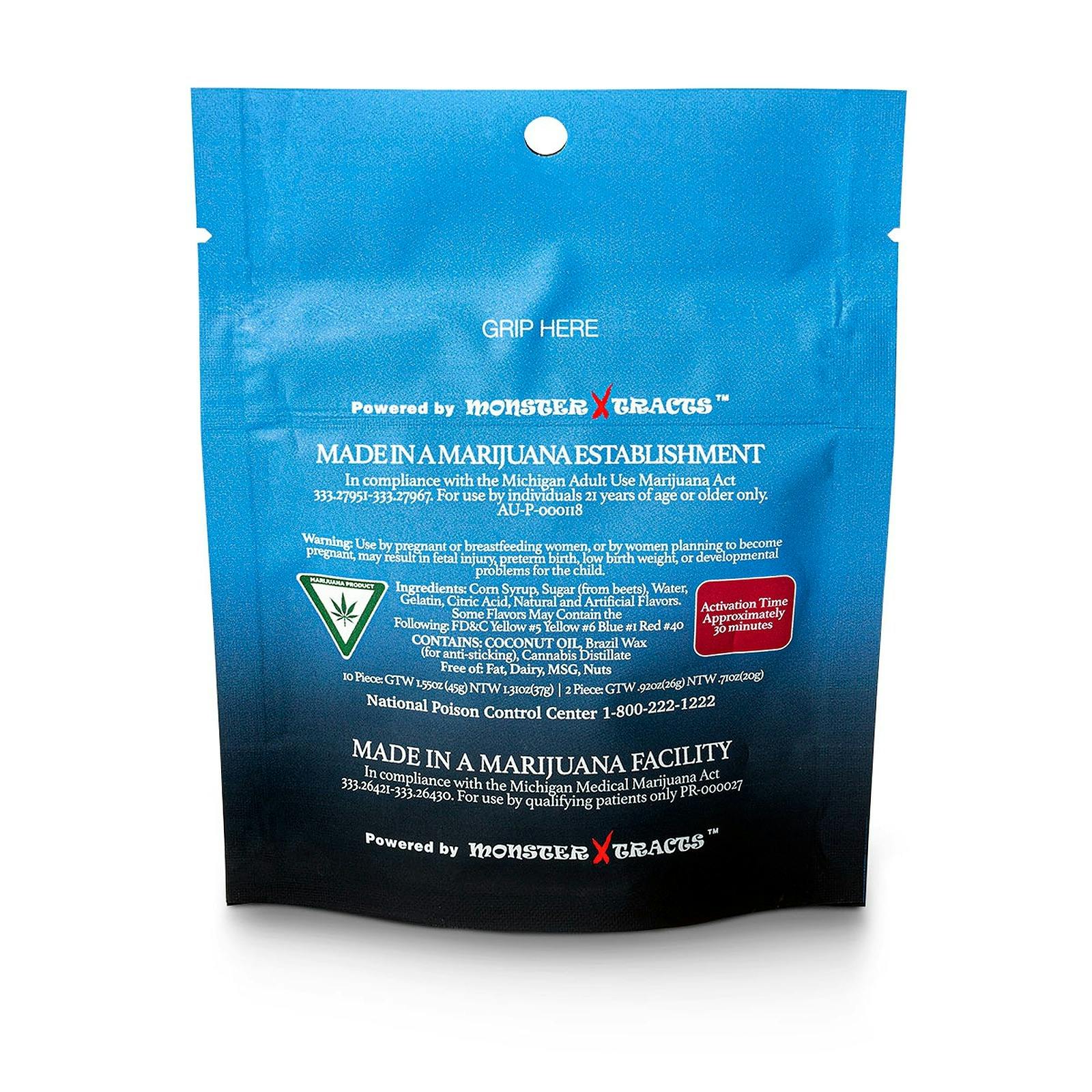 Monster Xtracts: Monster Medibles Blue Raspberry Gummies 2 x 50mg | Leafly