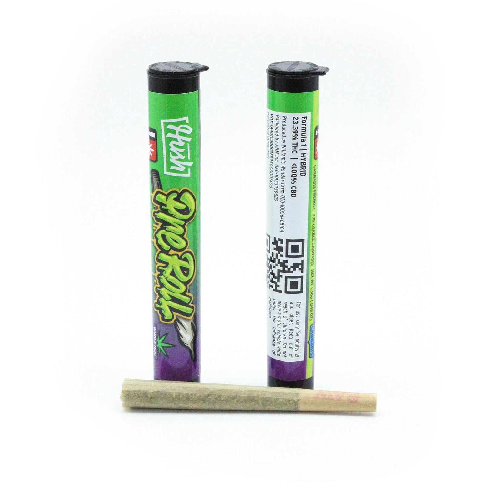 HUSH: Formula 1 Pre-Roll 1.10g - Hybrid - 23.39% | Leafly