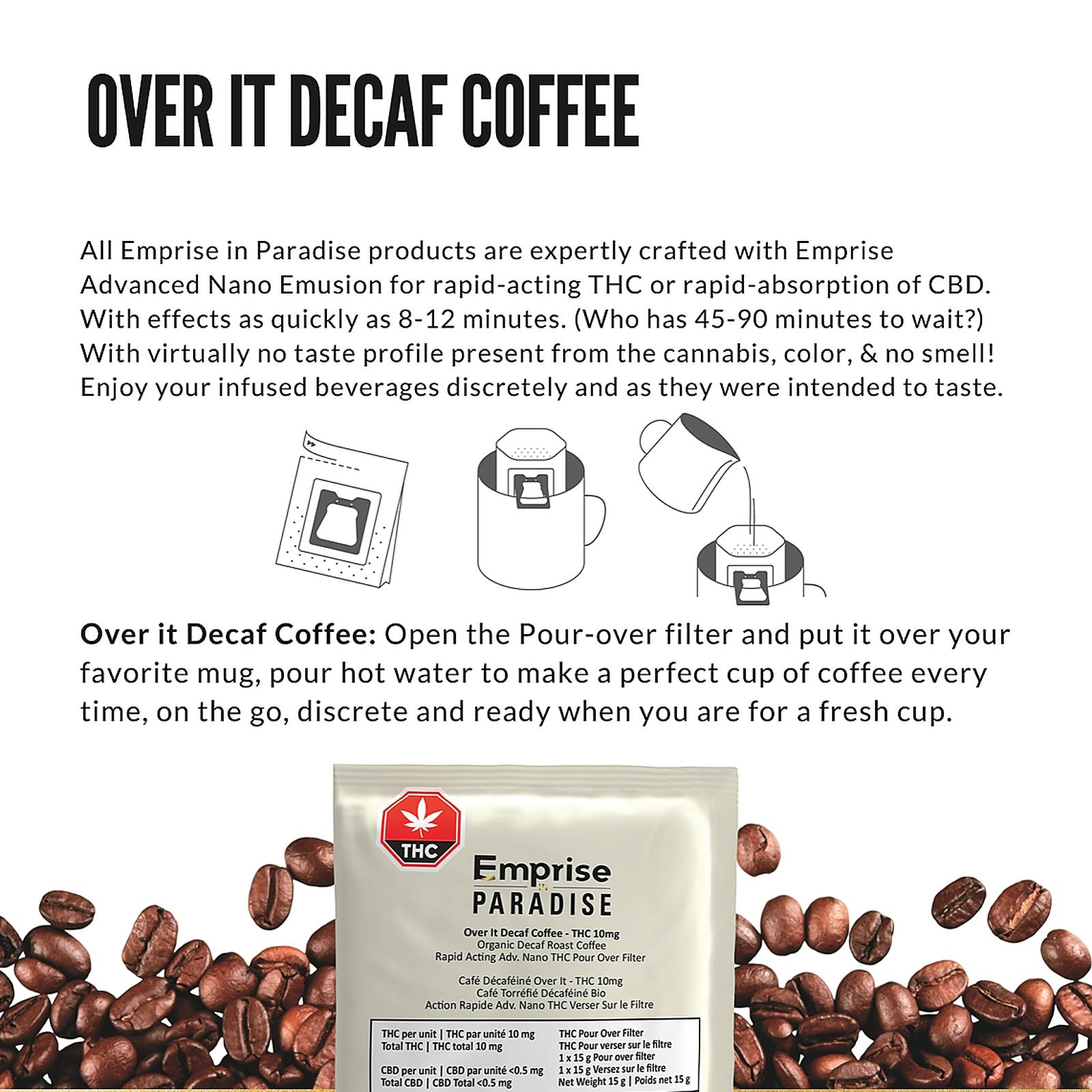 Emprise Canada: Over It Organic Decaf Coffee Rapid 20mg CBD | Leafly