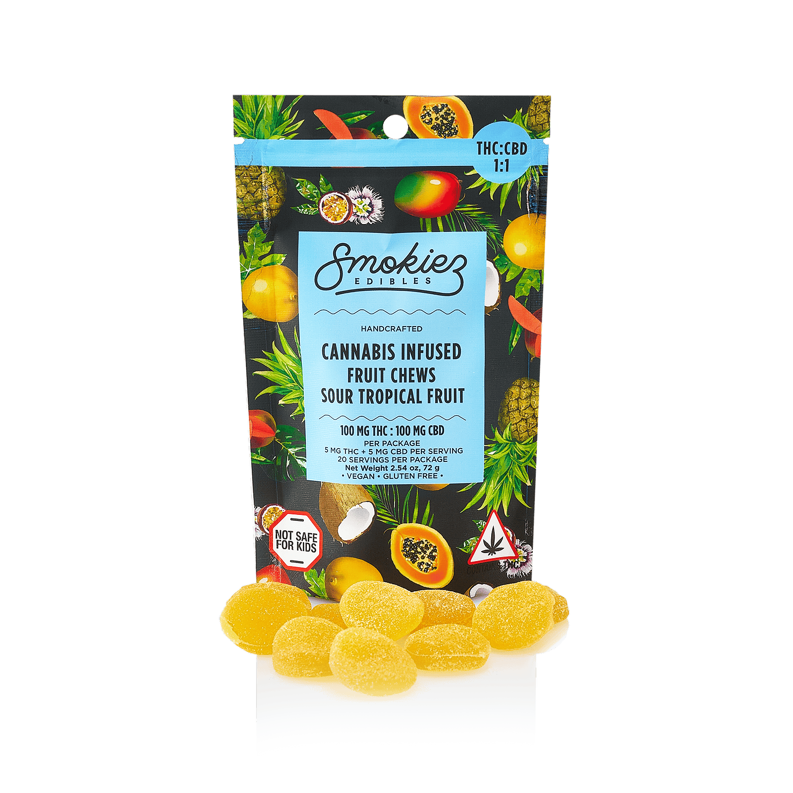 Smokiez Edibles: Smokiez 1:1 THC:CBD Multi-Piece Sour Tropical Fruit ...