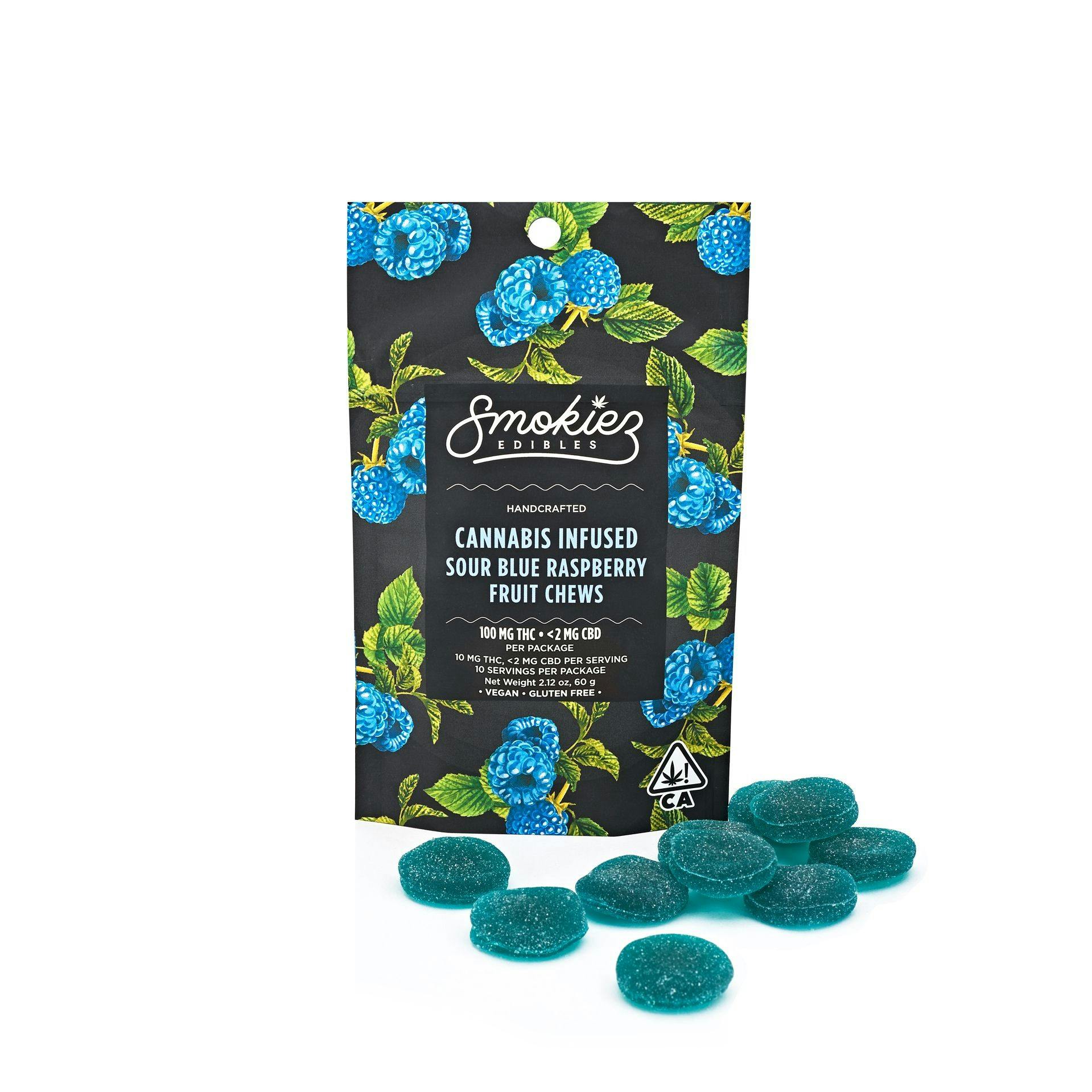 Smokiez Edibles: Sour Blue Raspberry Fruit Chews, 100mg THC - CA | Leafly