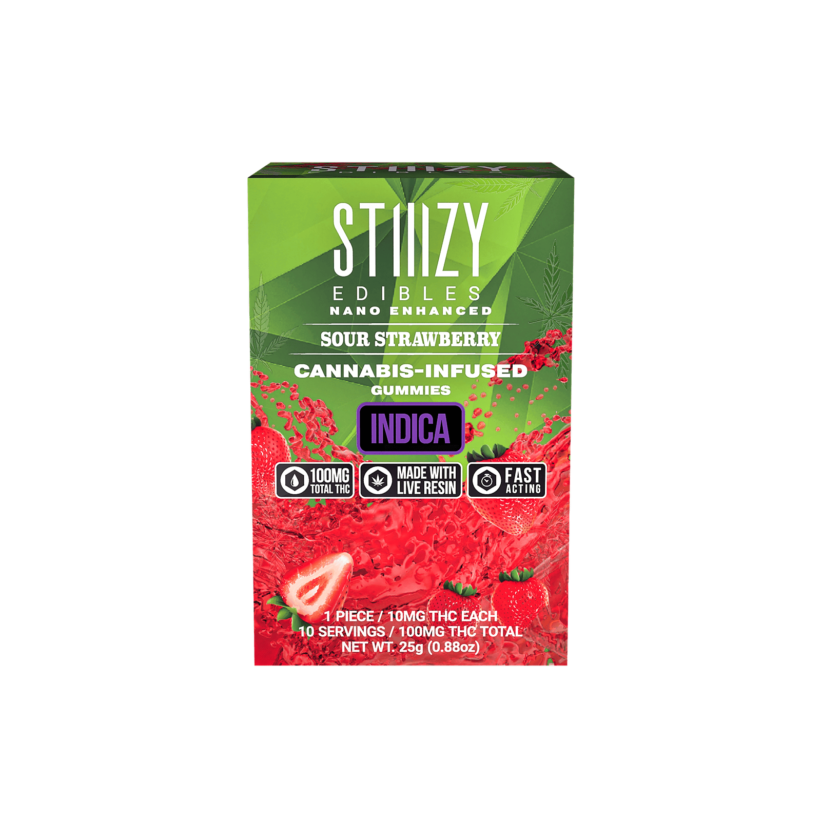 STIIIZY: SOUR STRAWBERRY STIIIZY EDIBLES - 100MG GUMMIES | Leafly