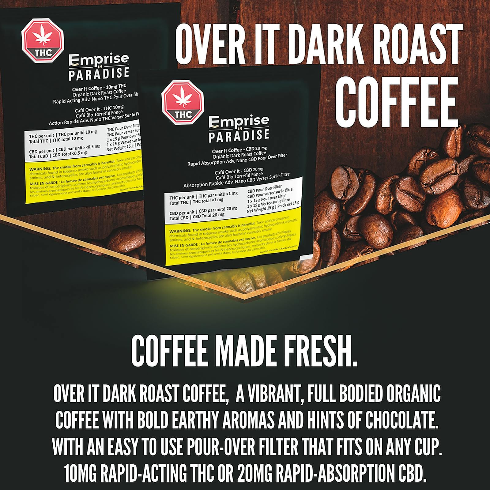 Emprise Canada: Over It Organic Coffee - 20mg Rapid Nano CBD | Leafly