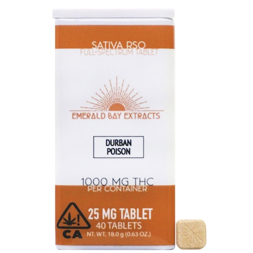 Emerald Bay Extracts: Durban Poison RSO Tablet [25mg] (1000mg Package ...