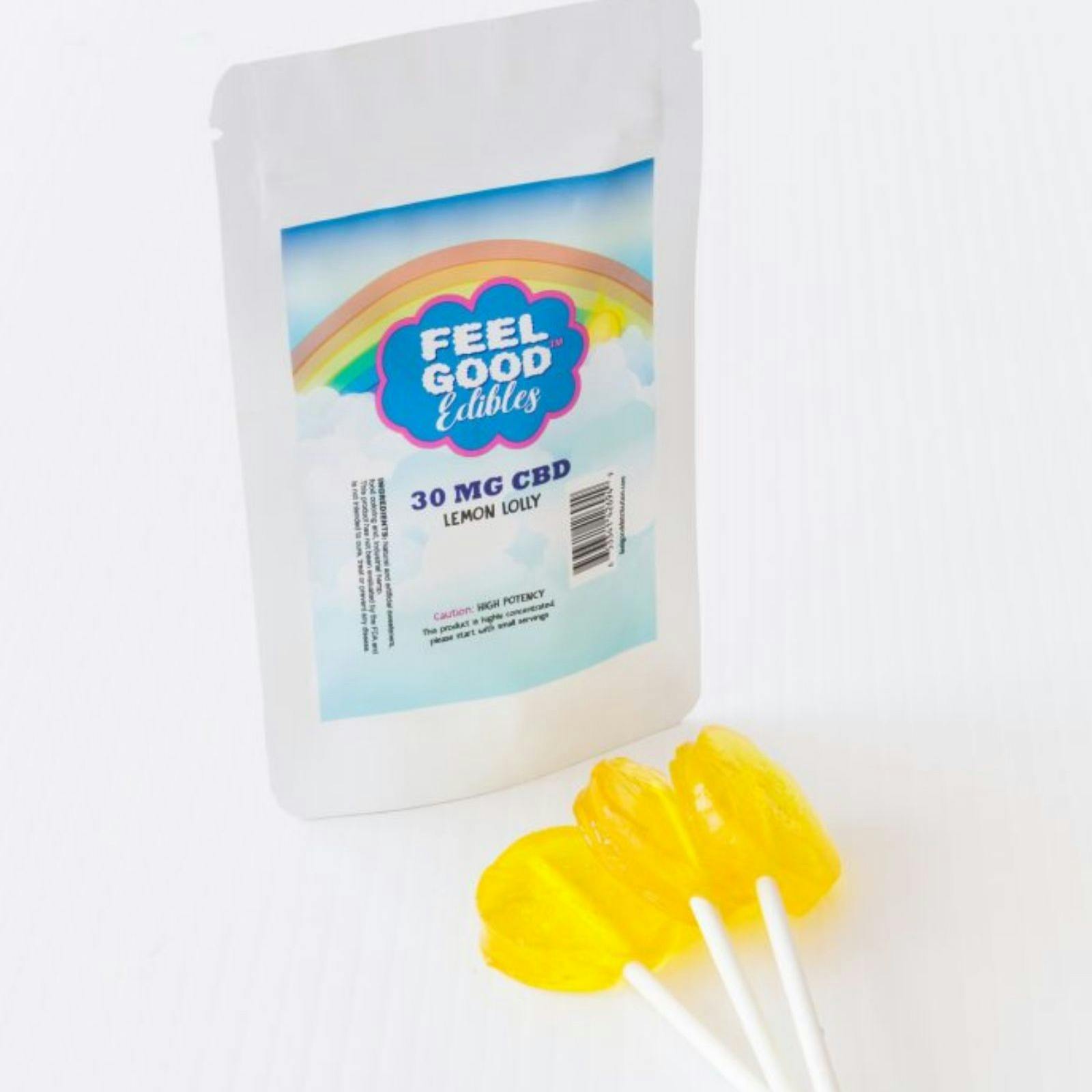 Feel Good Edibles: 30mg CBD Lemon Lolly | Leafly