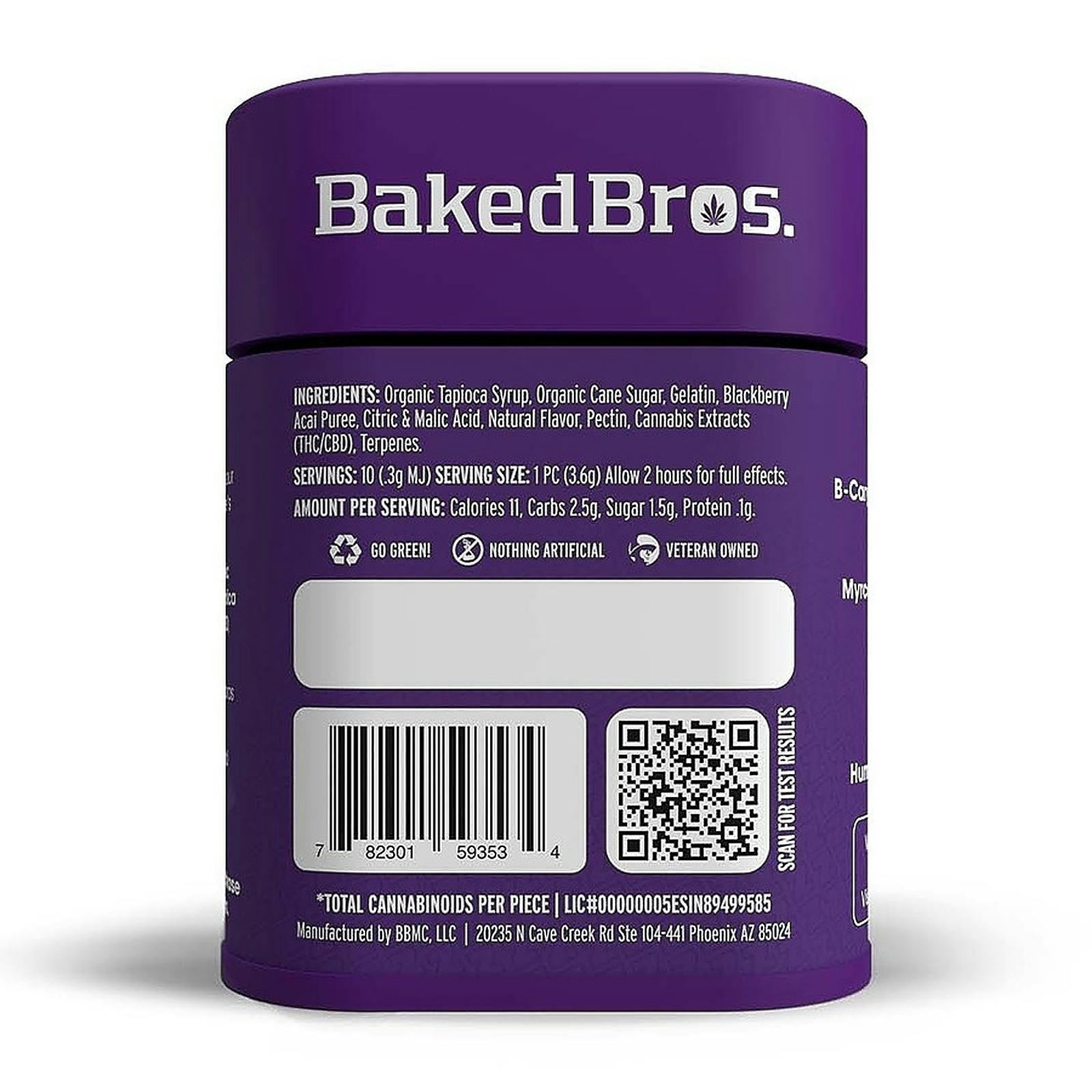 Baked Bros™: Baked Bros Sleepy: 300mgTHC : 600mgCBD : Blackberry Acai ...