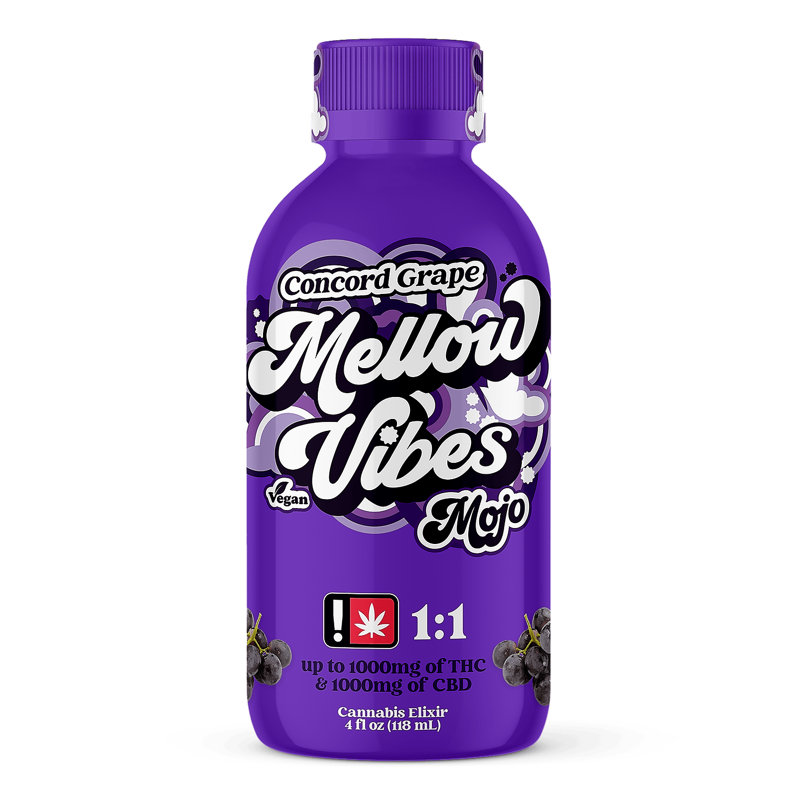 Mellow Vibes: Mellow Vibes Mojo 1:1 Concord Grape Elixir 4oz 1000mg THC ...