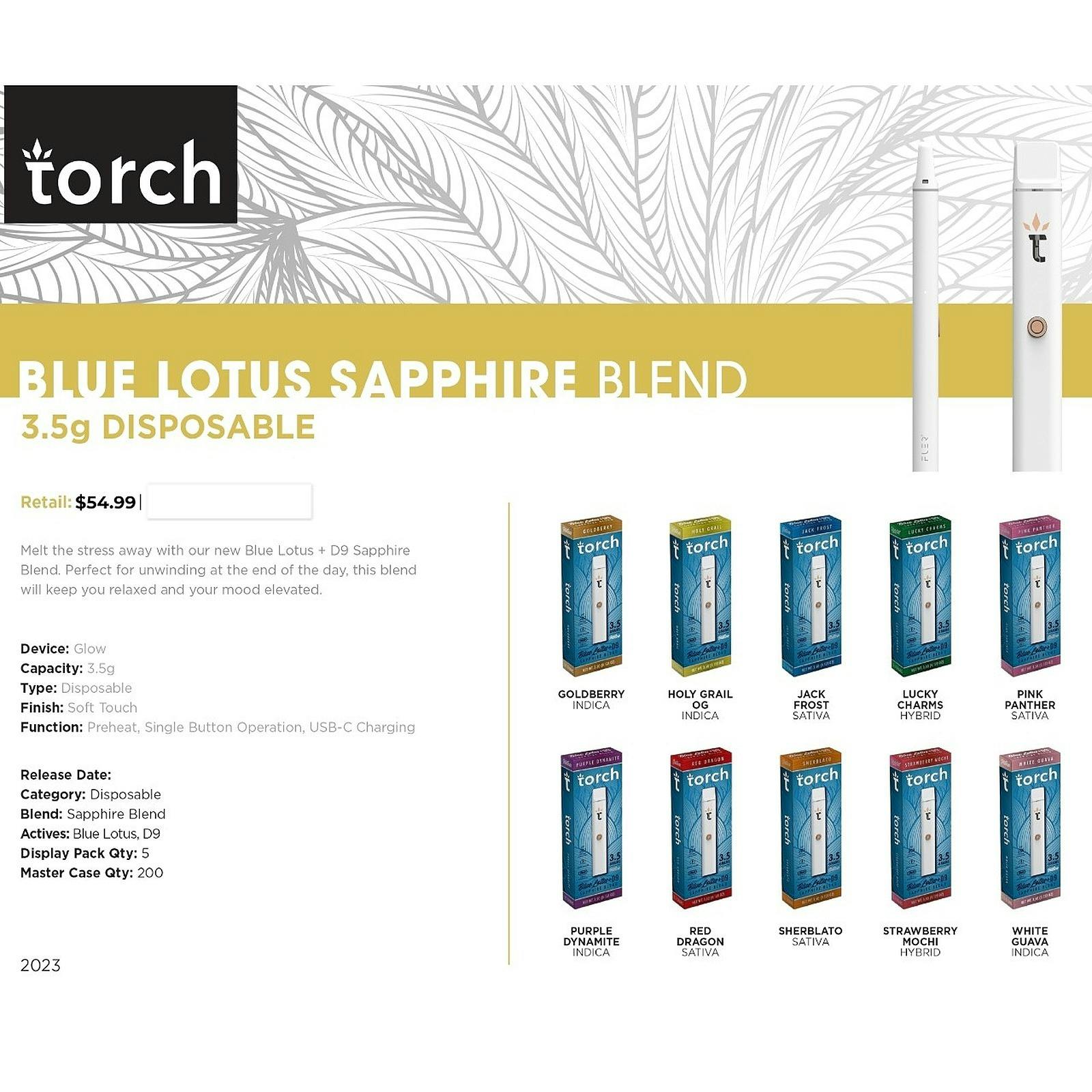 MedPlex: Torch Blue Lotus + Delta 9 THC Sapphire Disposable Vape Pen ...