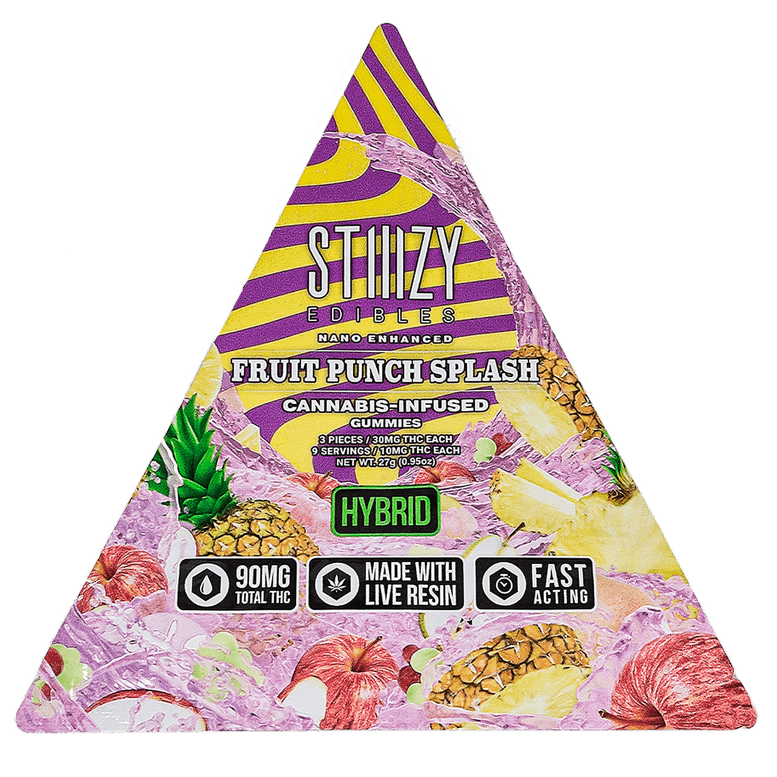 STIIIZY: FRUIT PUNCH SPLASH STIIIZY EDIBLES - 90MG GUMMY TRIANGLES | Leafly