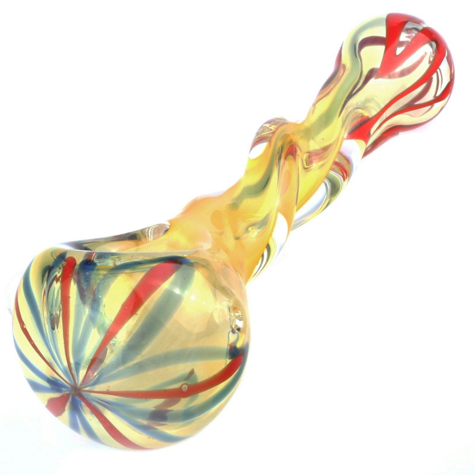 Puffing Bird: 5.3"Swirl Large Glass Spoon Pipe w/ Glass Orbs | Leafly