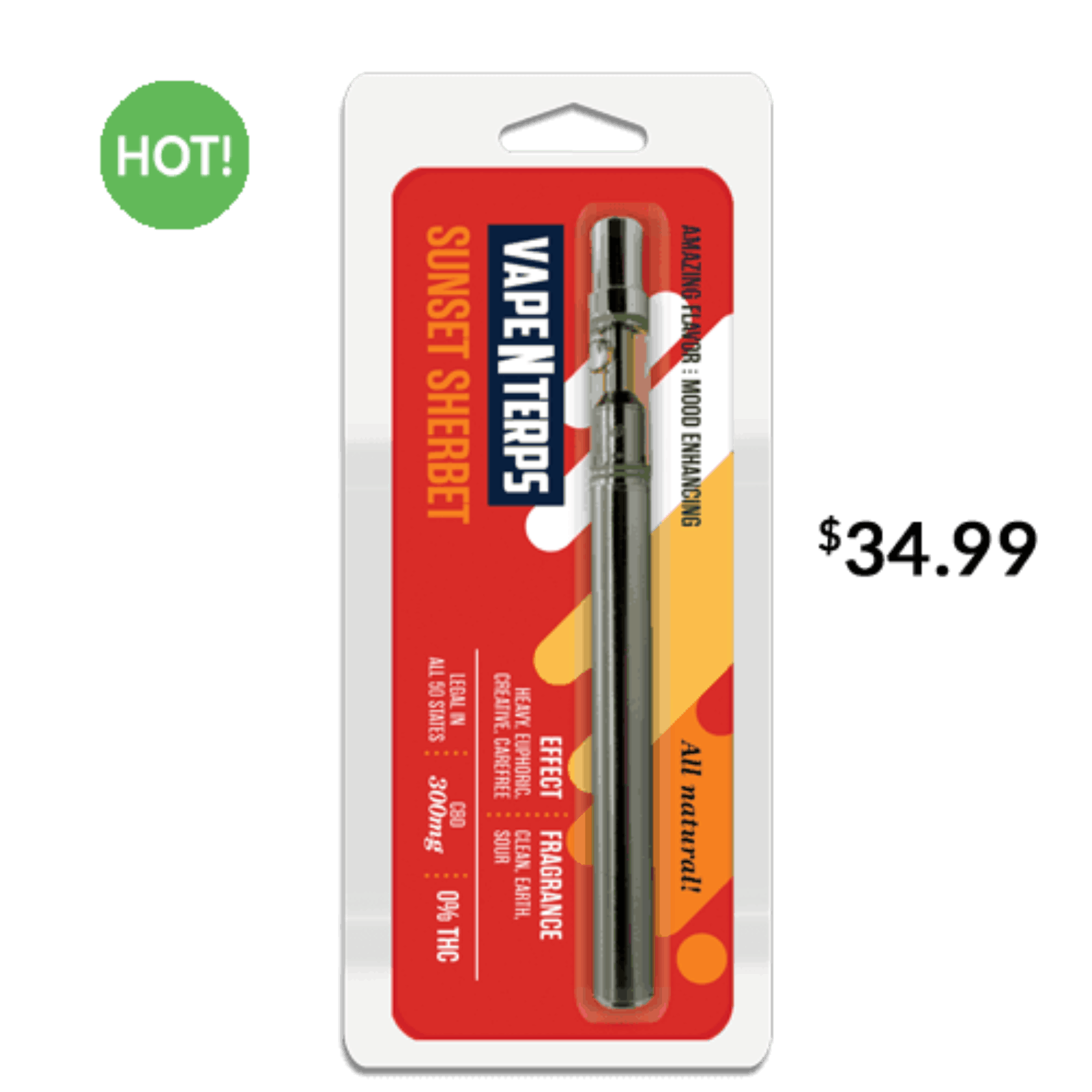 VapeNterps: 300mg CBD Sunset Sherbet Vape Pen | Leafly