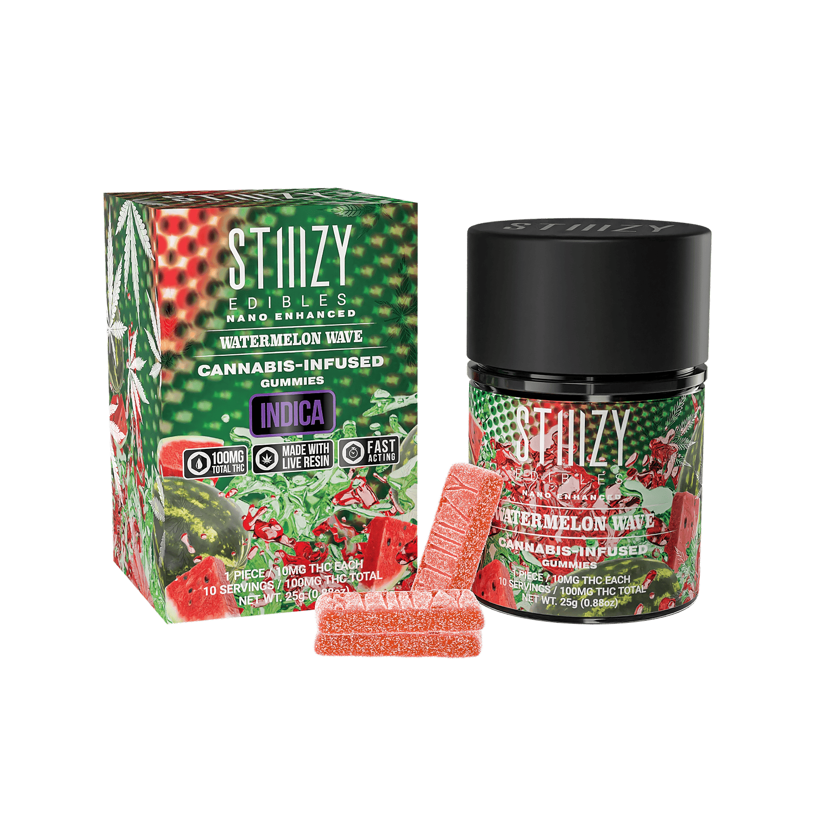 STIIIZY: WATERMELON WAVE STIIIZY EDIBLES - 100MG GUMMIES | Leafly