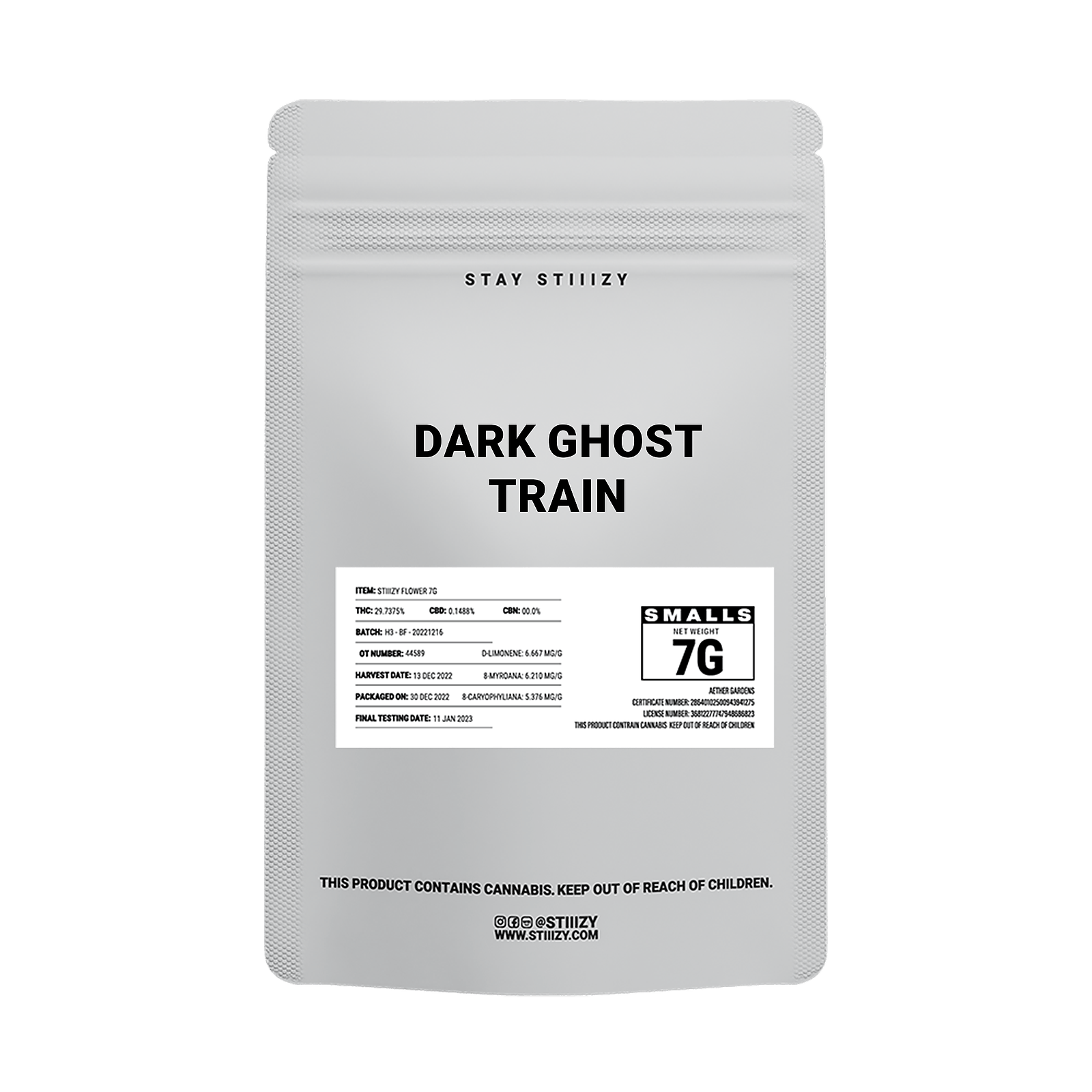 STIIIZY: DARK GHOST TRAIN - WHITE LABEL 7G | Leafly