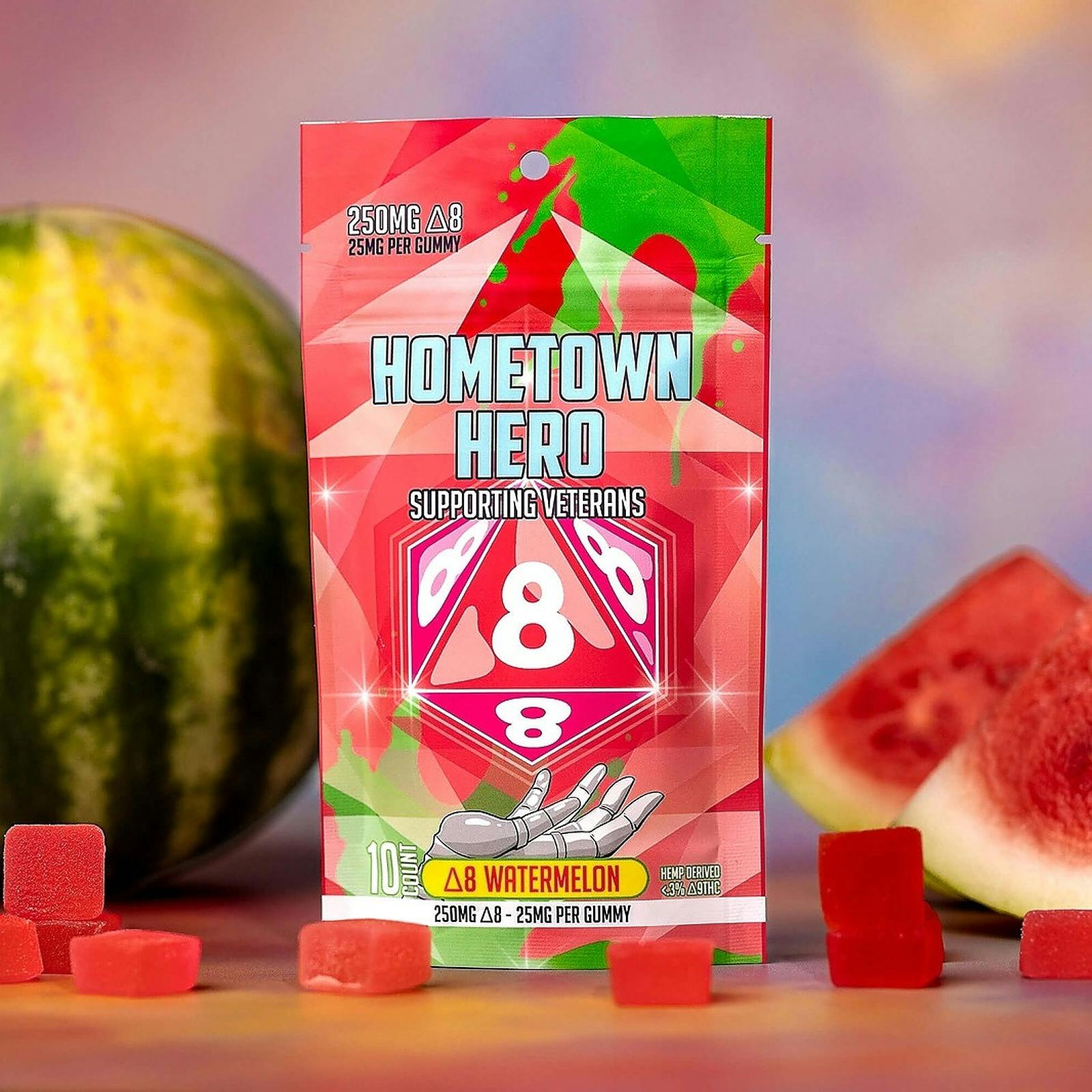 Hometown Hero: Watermelon Delta-8 THC Gummies 25mg 10-Pack | Leafly