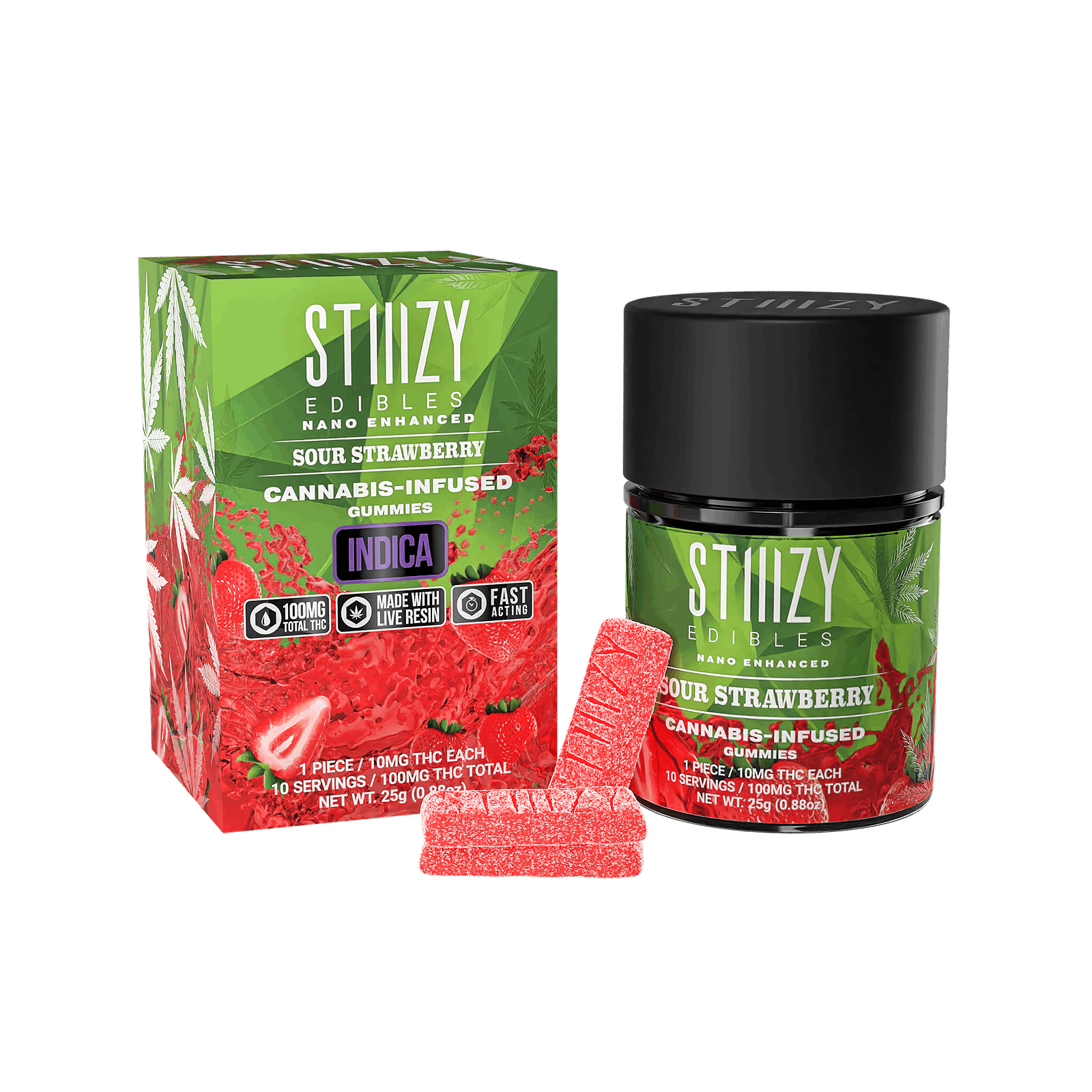 STIIIZY: SOUR STRAWBERRY STIIIZY EDIBLES - 100MG GUMMIES | Leafly