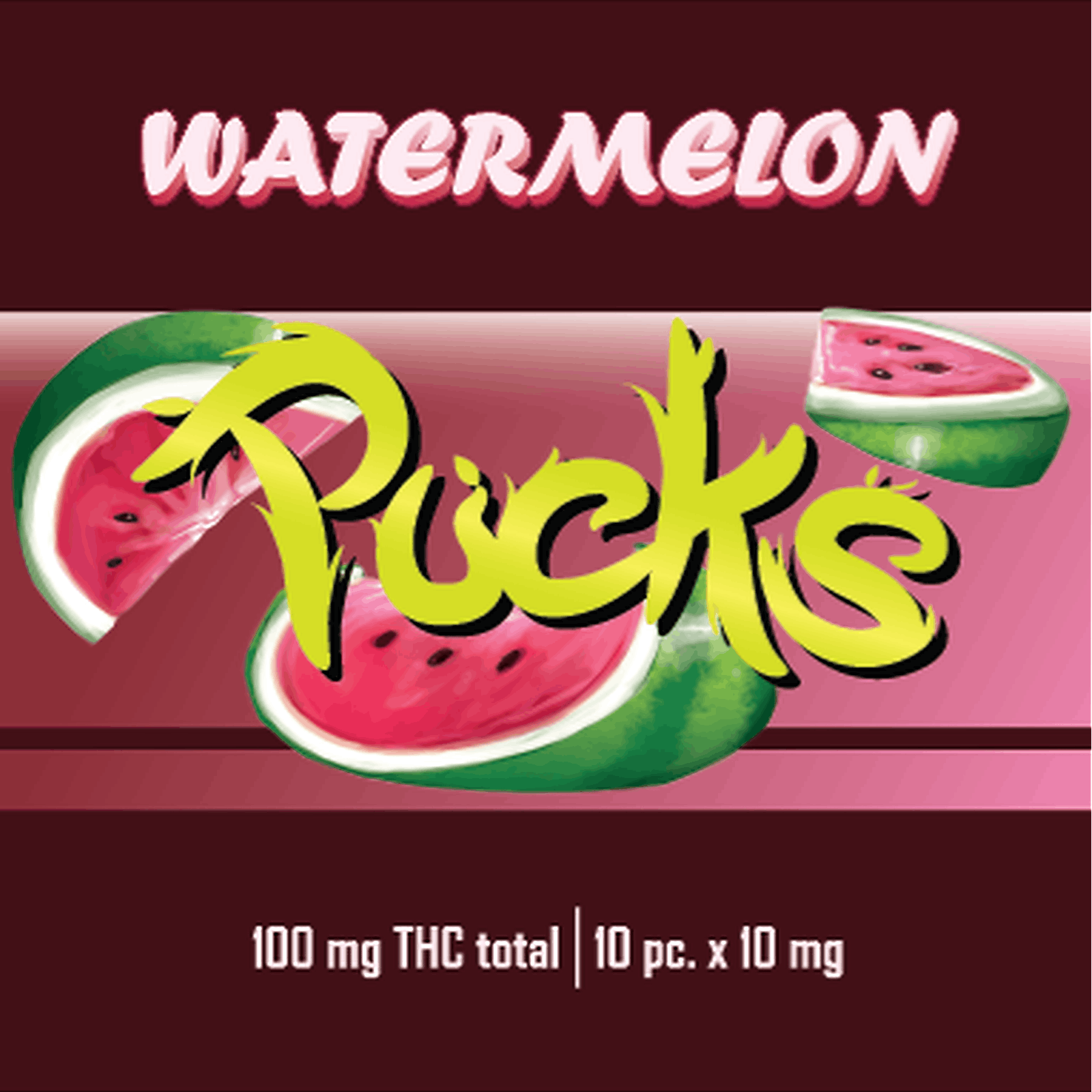 Pucks Cannabis Confections: Watermelon Pucks 100mg | Leafly