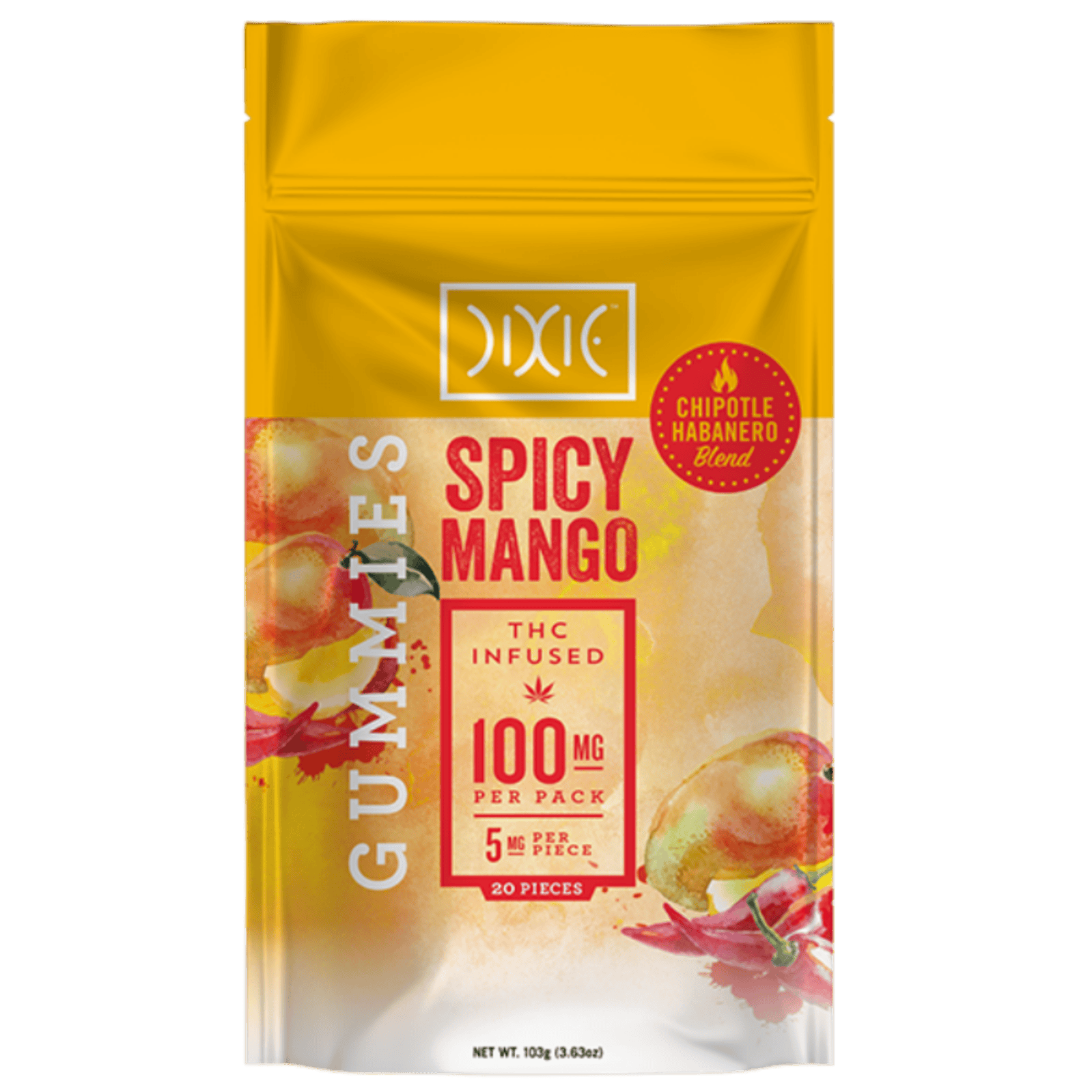 Dixie Brands: Spicy Mango Gummies 100mg | Leafly