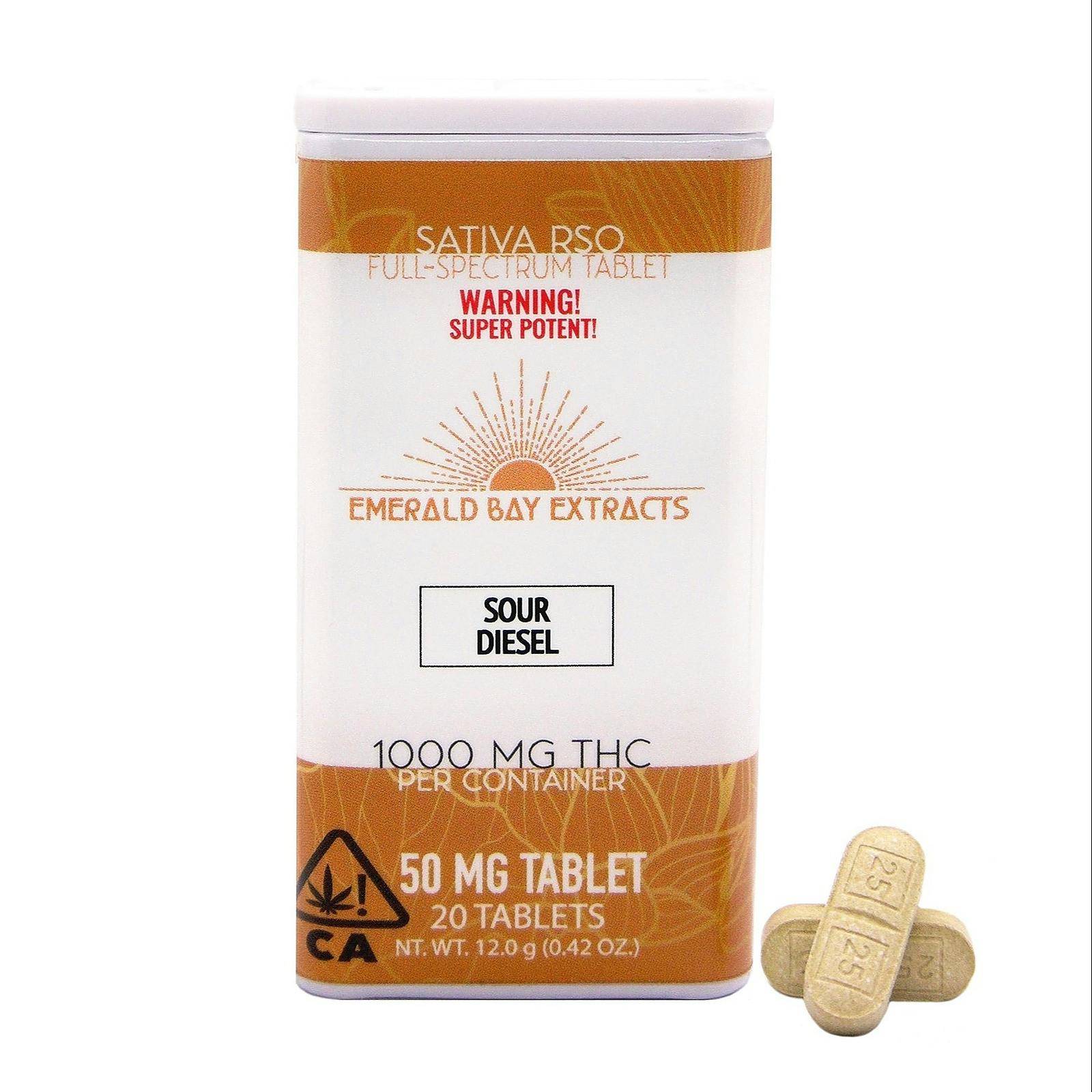 Emerald Bay Extracts: Sour Diesel RSO Tablet [50mg] (1000mg Package ...