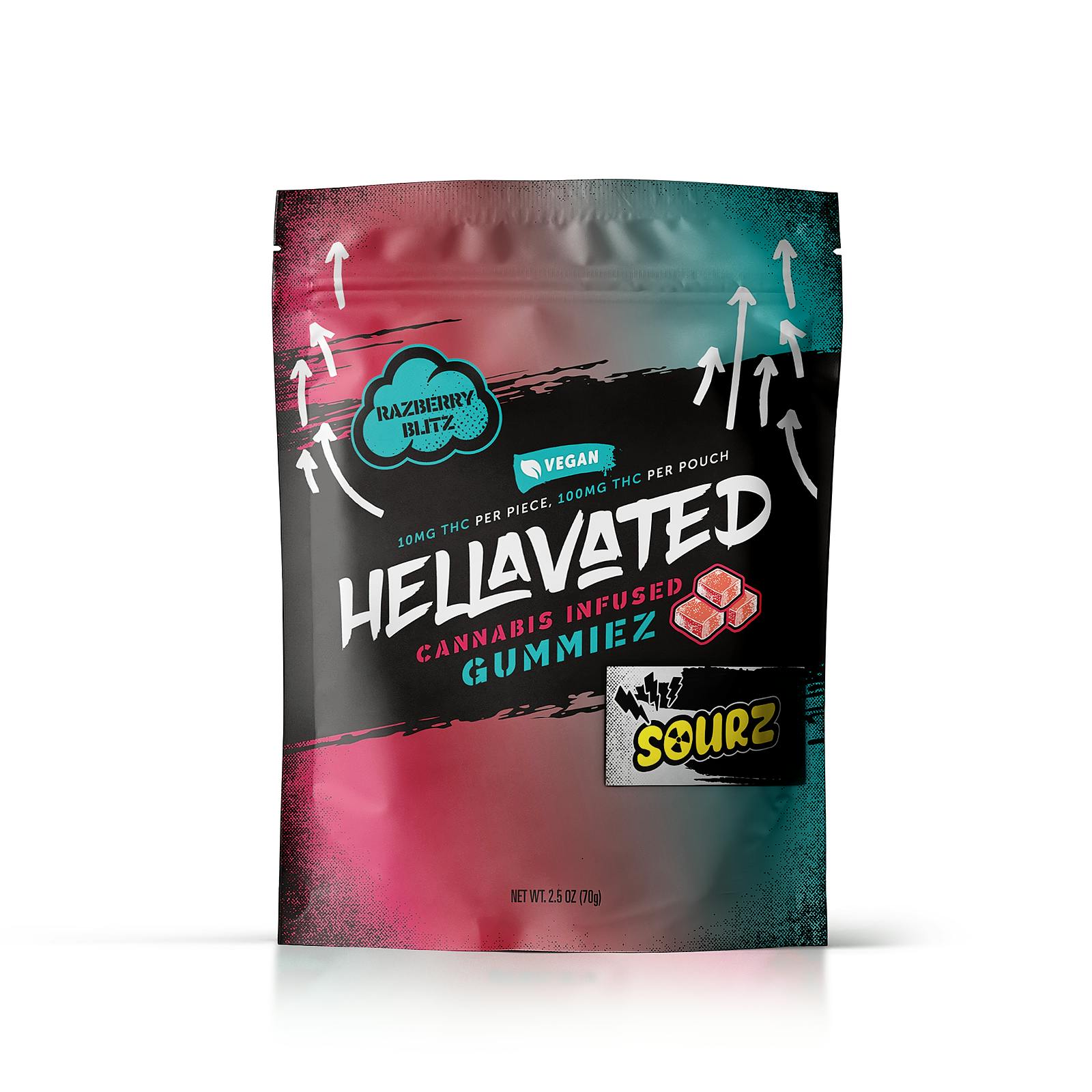 Hellavated: Razberry Blitz Sour Gummiez 100mg 10-pack | Leafly