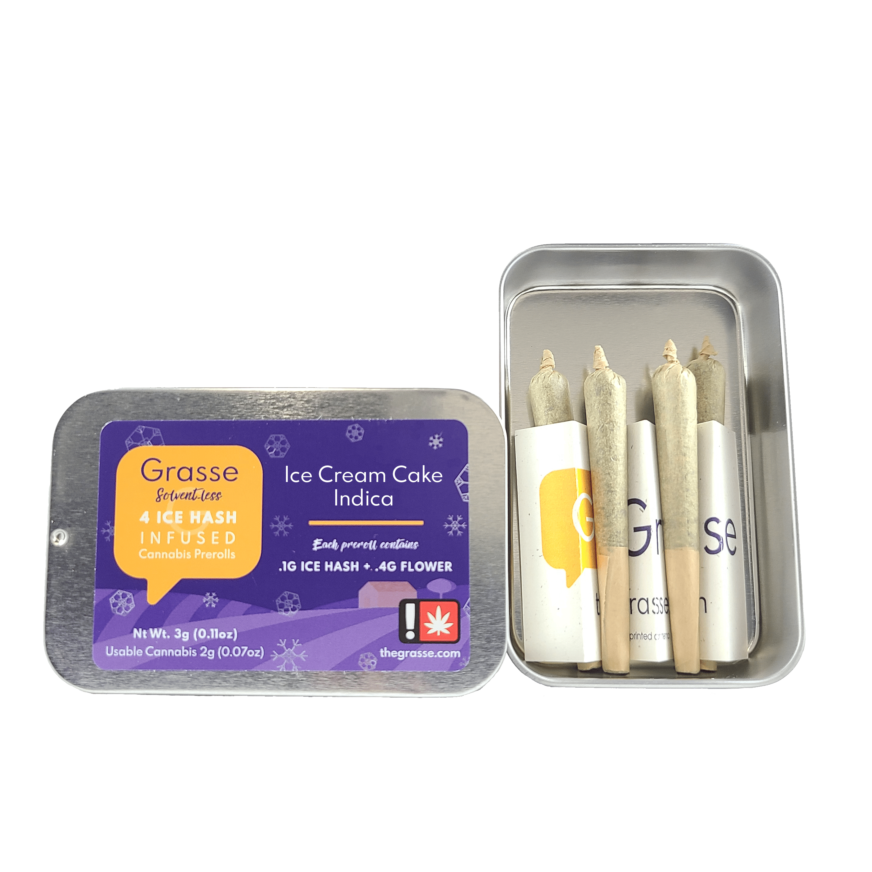 Grasse: Ice Cream Cake Solventless Ice Hash Infused PreRoll 2g 4 Pack ...