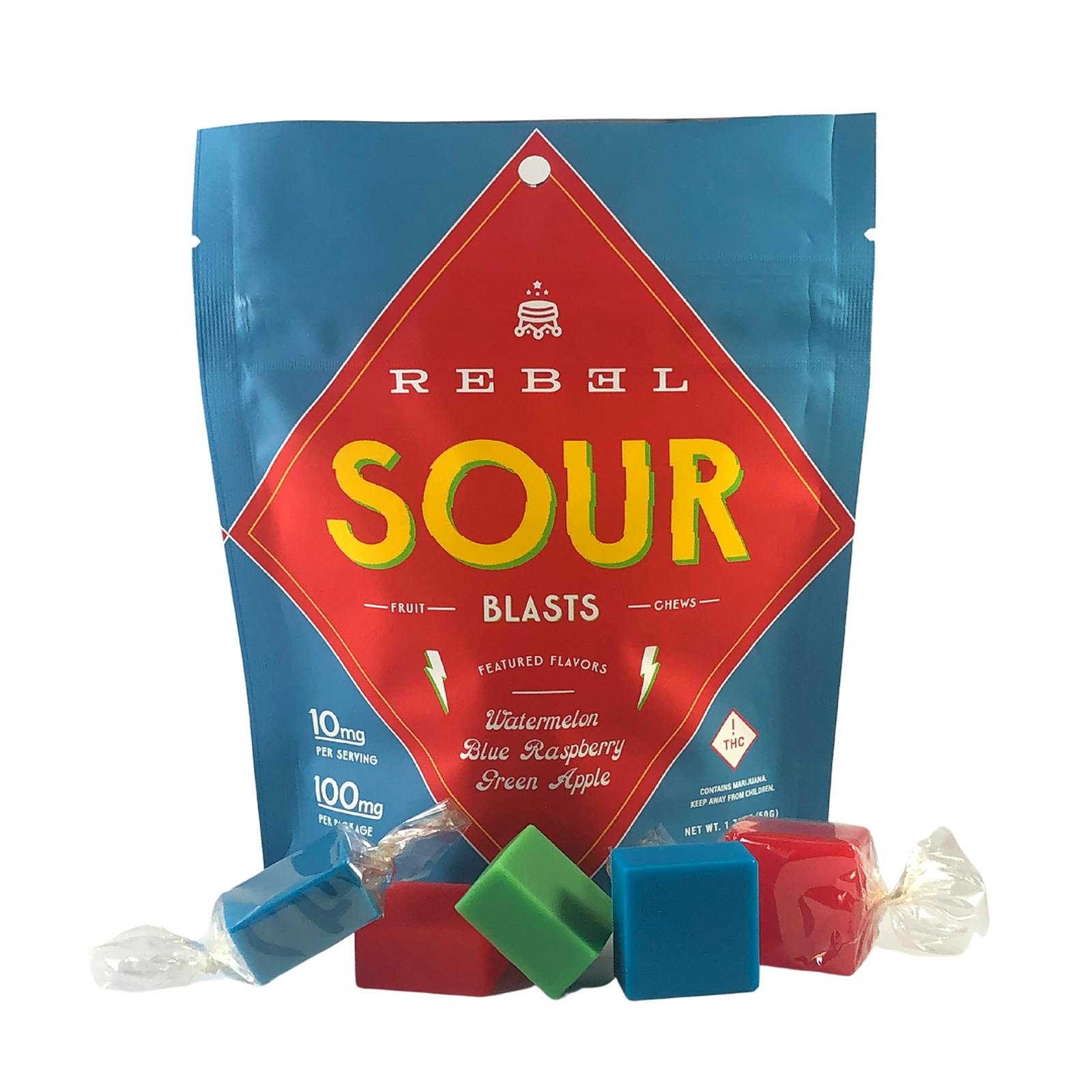 Rebel Edibles: Sour Blasts [10 pk] (100mg) | Leafly
