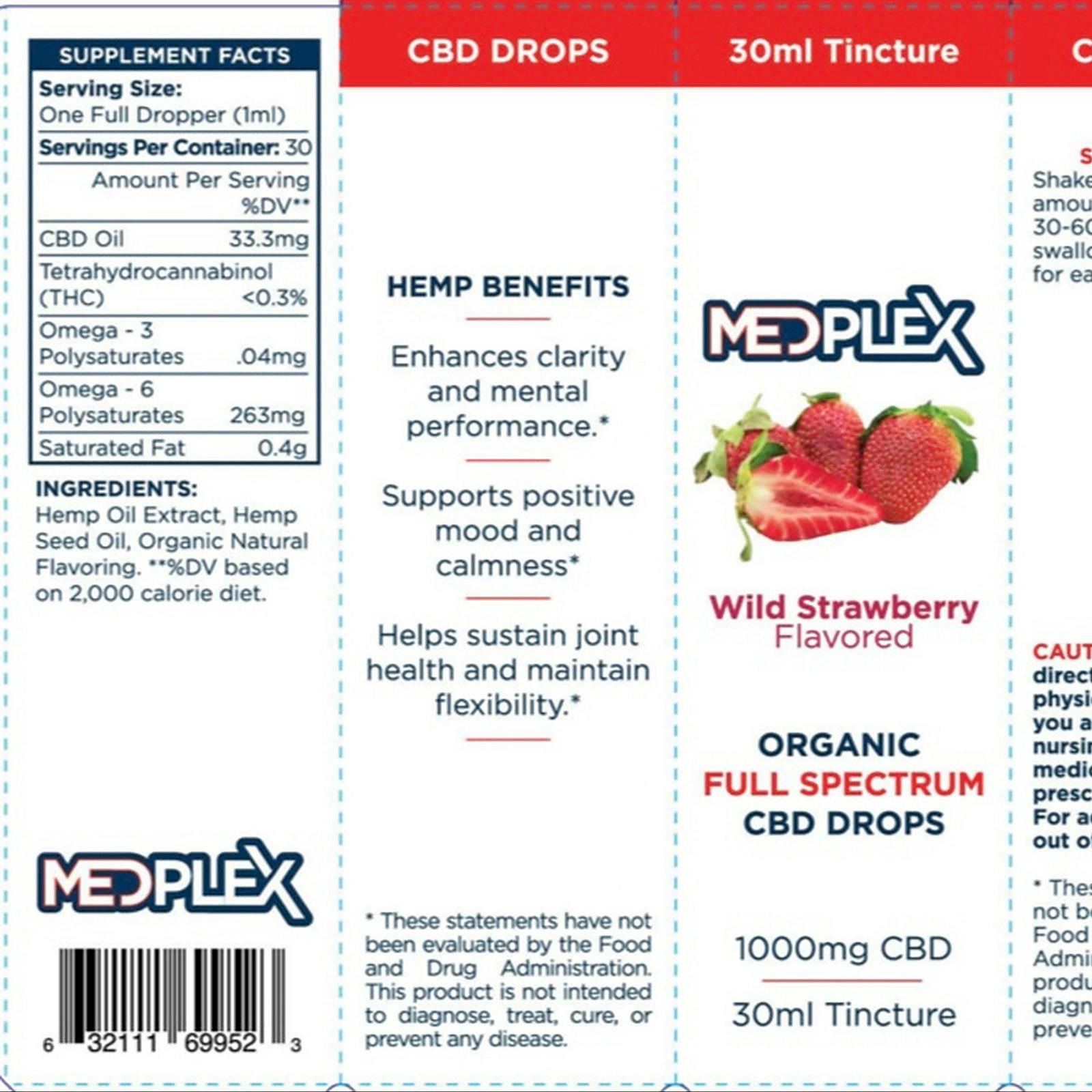 MedPlex: $26 SALE Strawberry 1000mg CBD Oil Tincture Drops Full ...