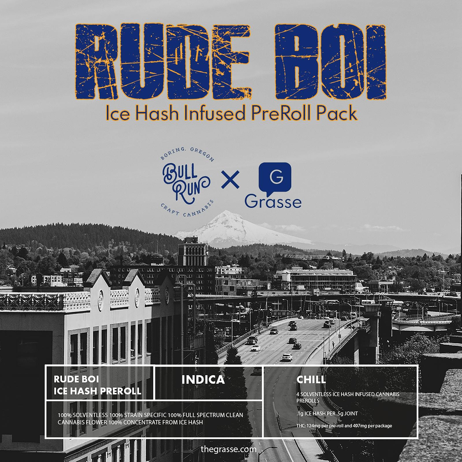 Grasse: Rude Boi Solventless Ice Hash Infused PreRoll 2g 4 Pack | Leafly