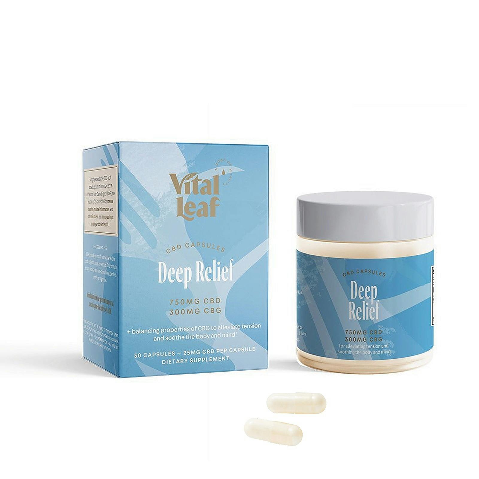 Vital Leaf: CBD Capsules | Deep Relief | 750mg CBD + 300mg CBG | Leafly