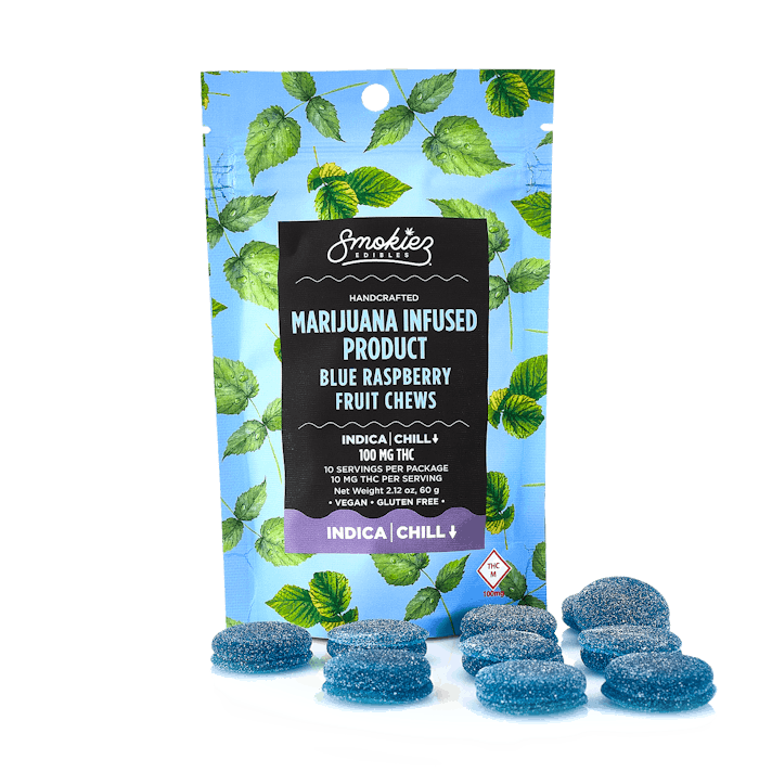 Smokiez Edibles: Smokiez INDICA Blue Raspberry Fruit Chews - 100mg 10pk ...