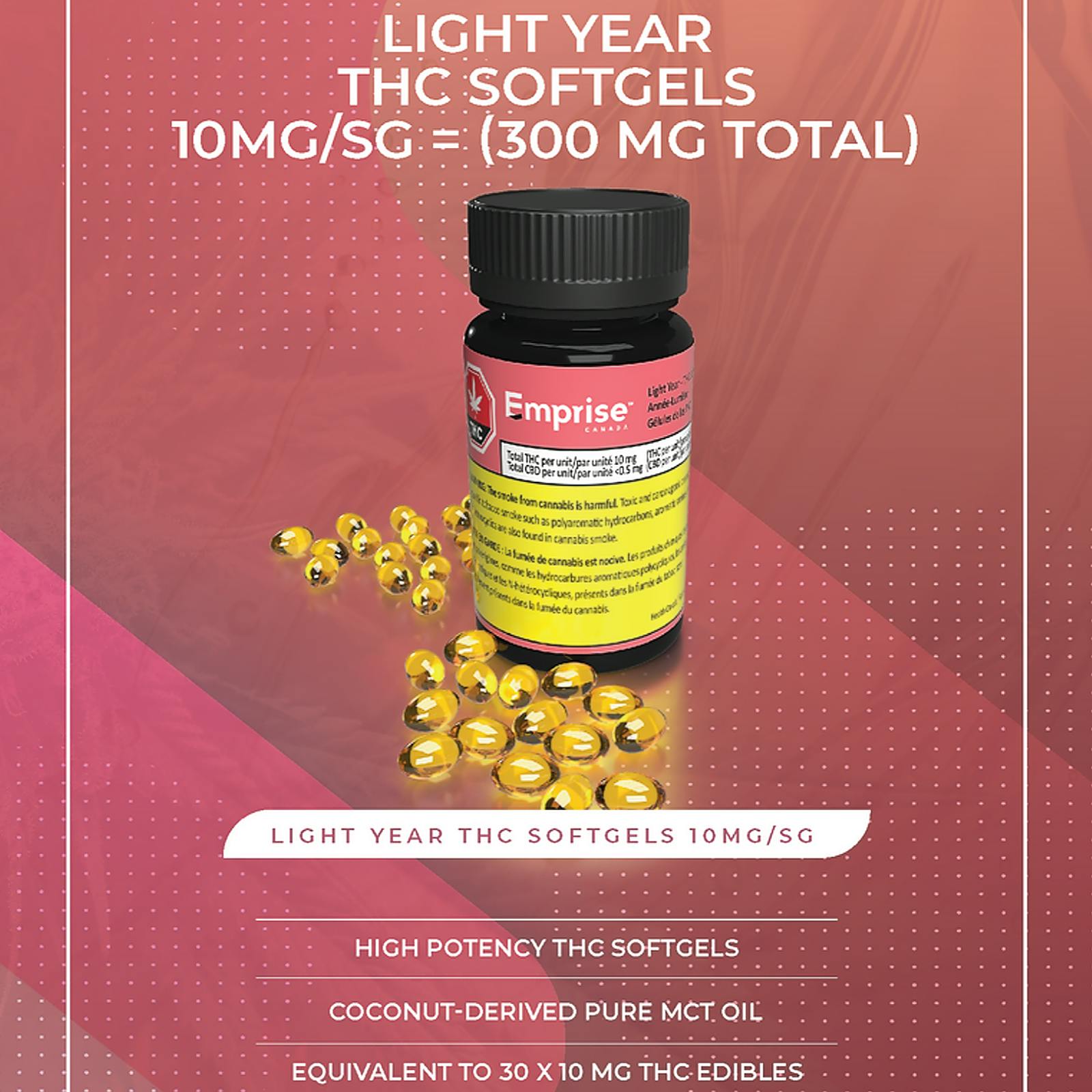 Emprise Canada: Light year 10mg THC Softgels (30 Softgels = 300mg THC ...